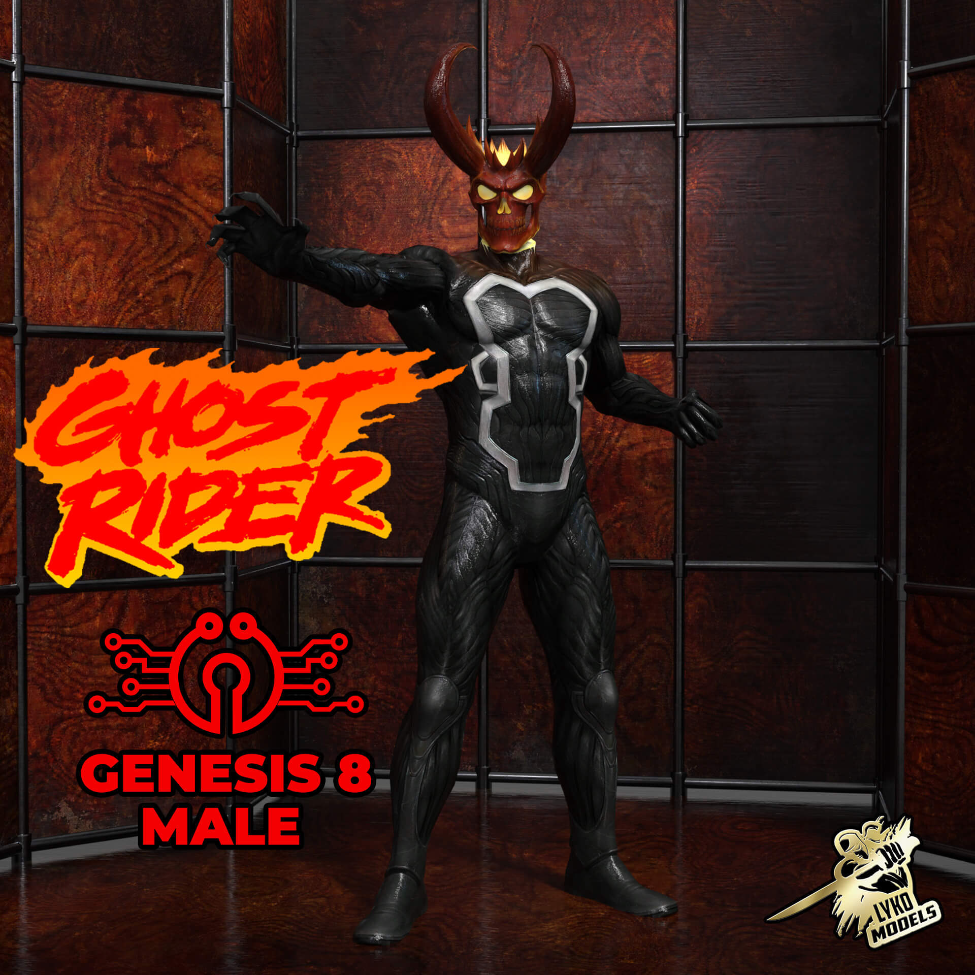Marvel Ghost Rider King of Hell Outfit for G8M - Daz Content by LykoModels
