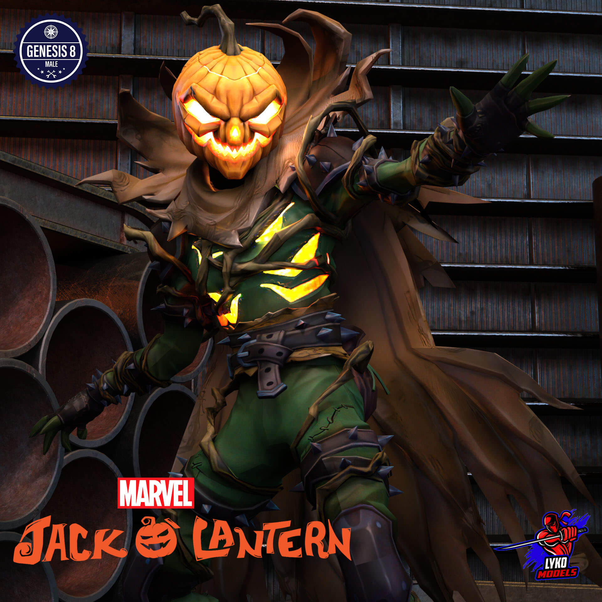 Marvel Jack O Lantern Outfit for G8M - Daz Content by LykoModels