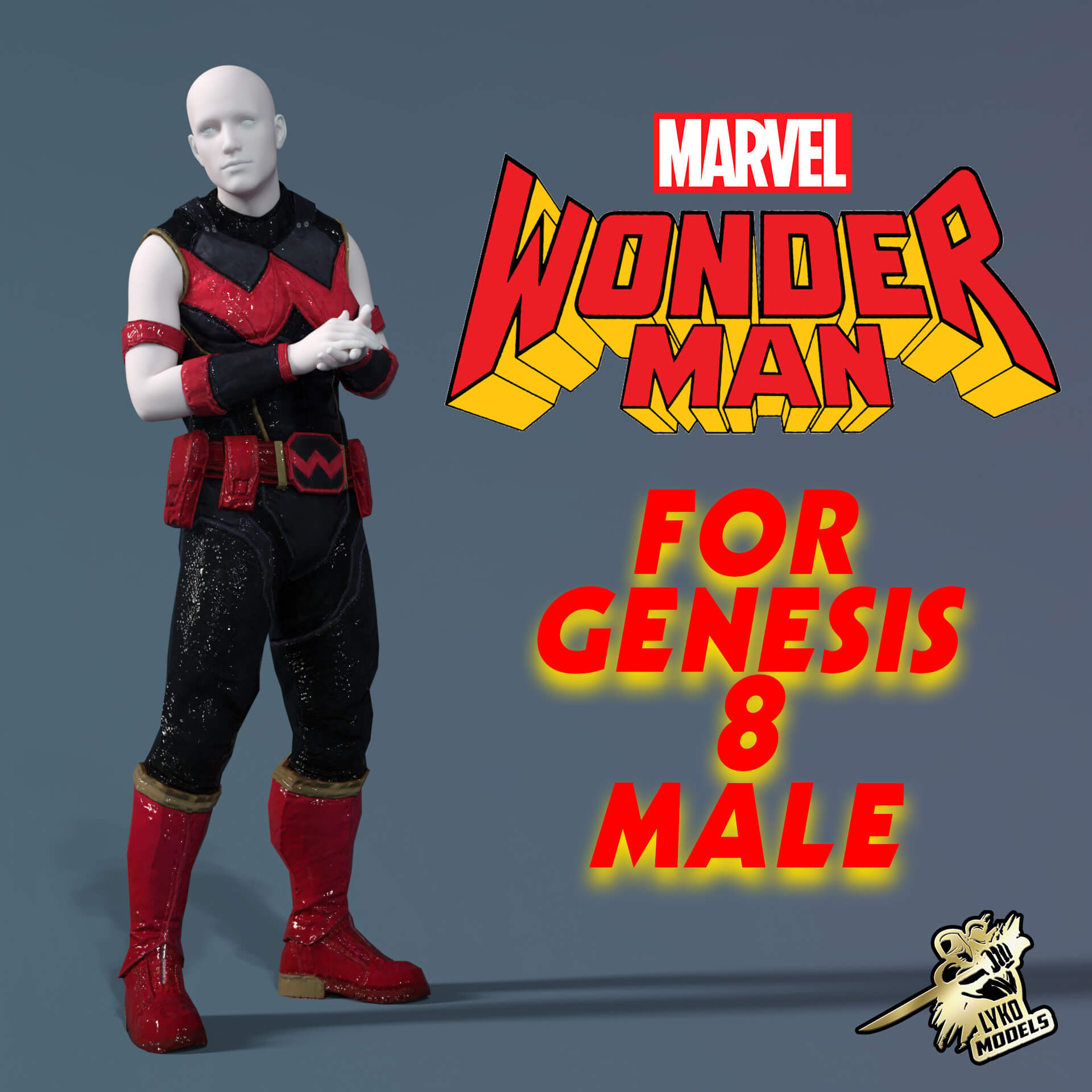 Marvel Wonder Man Outfit for G8M - Daz Content by LykoModels