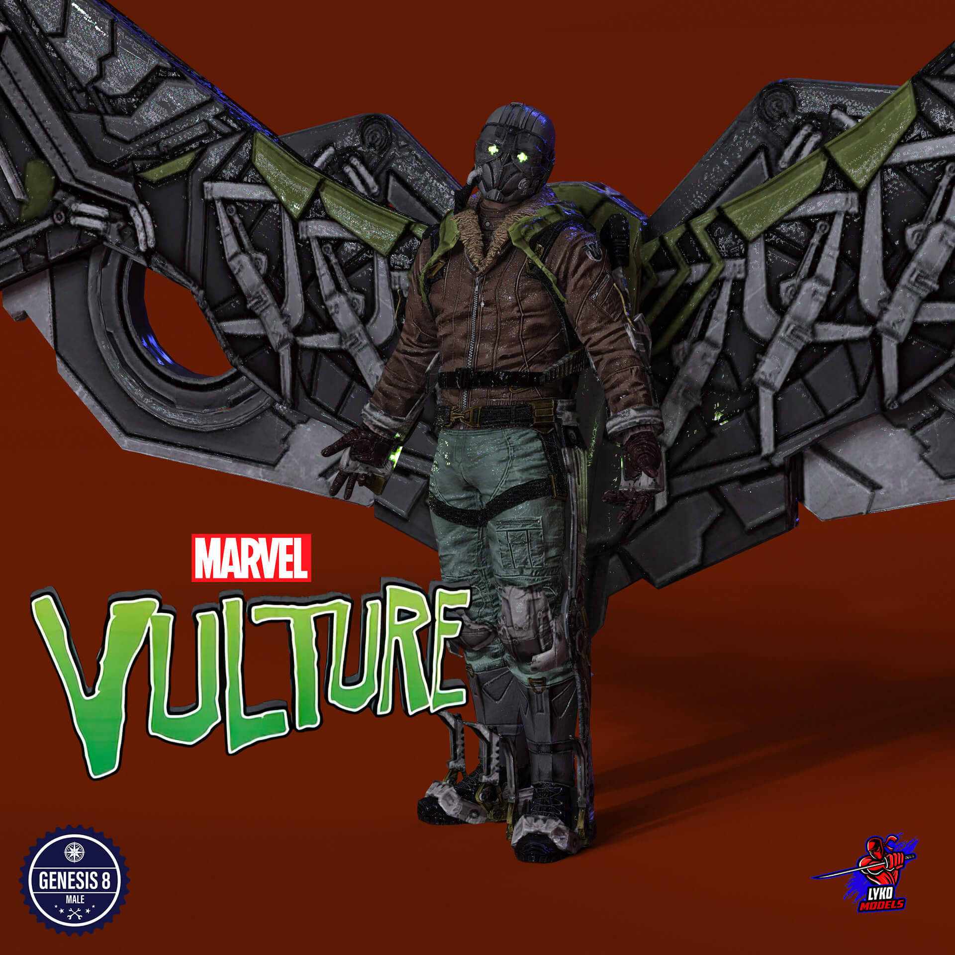 MCU Vulture Outfit for G8M - Daz Content by LykoModels