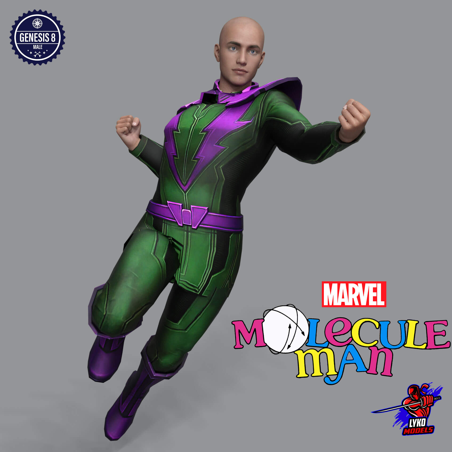 Marvel Molecule Man Outfit for G8M - Free Daz Content by LykoModels
