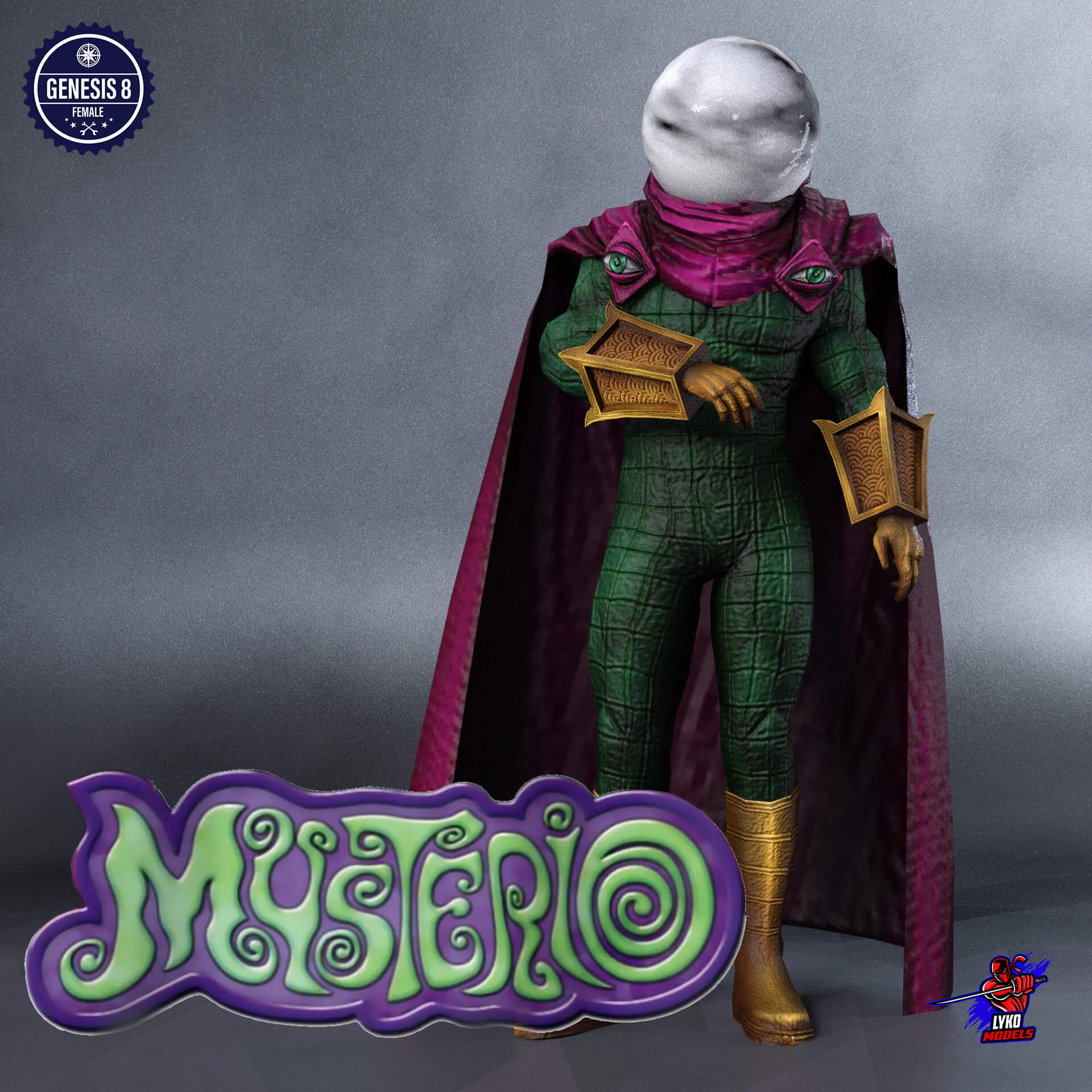 Mysterio Comic Outfit for G8M - Daz Content by LykoModels