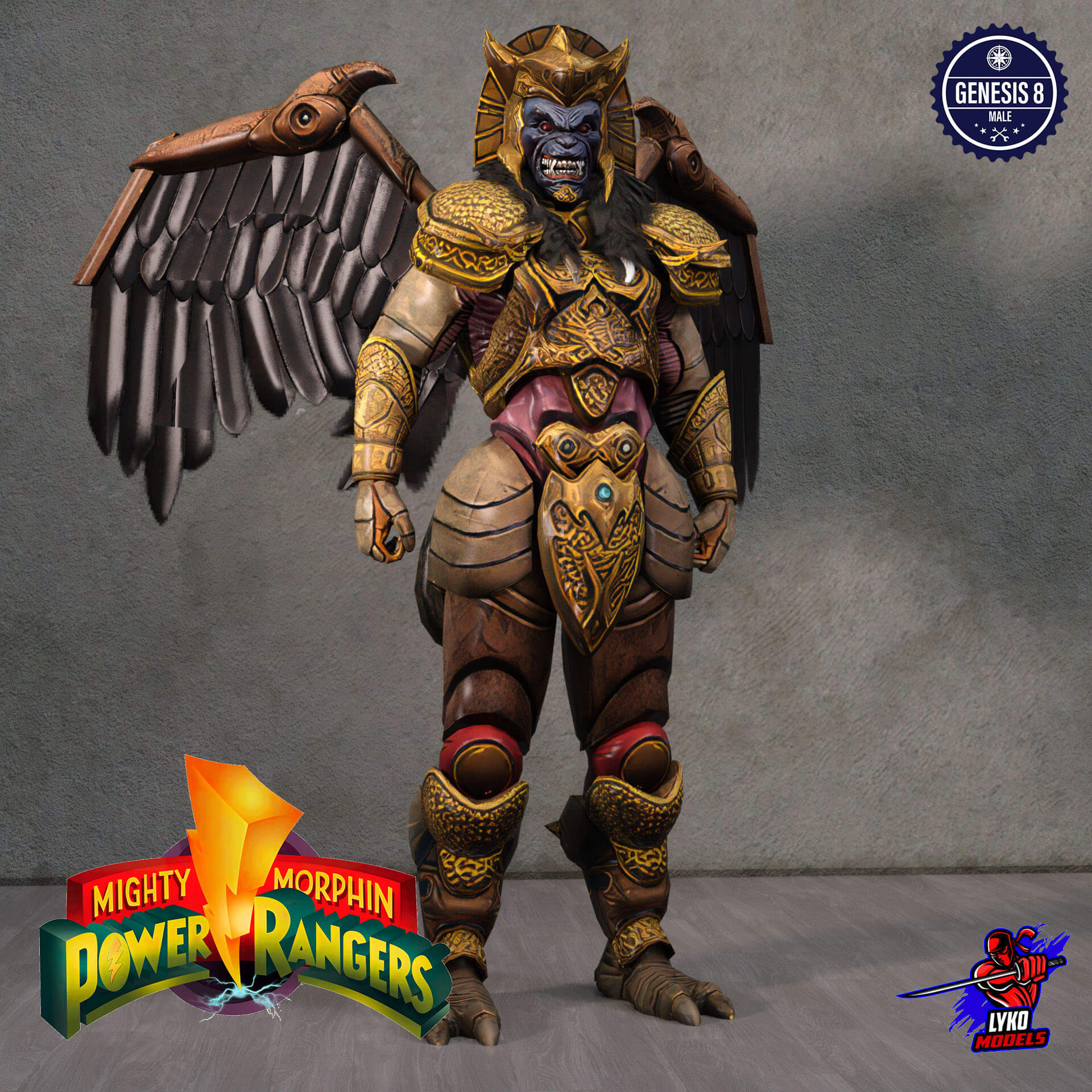 Power Rangers Goldar Outfit for G8M - Daz Content by LykoModels