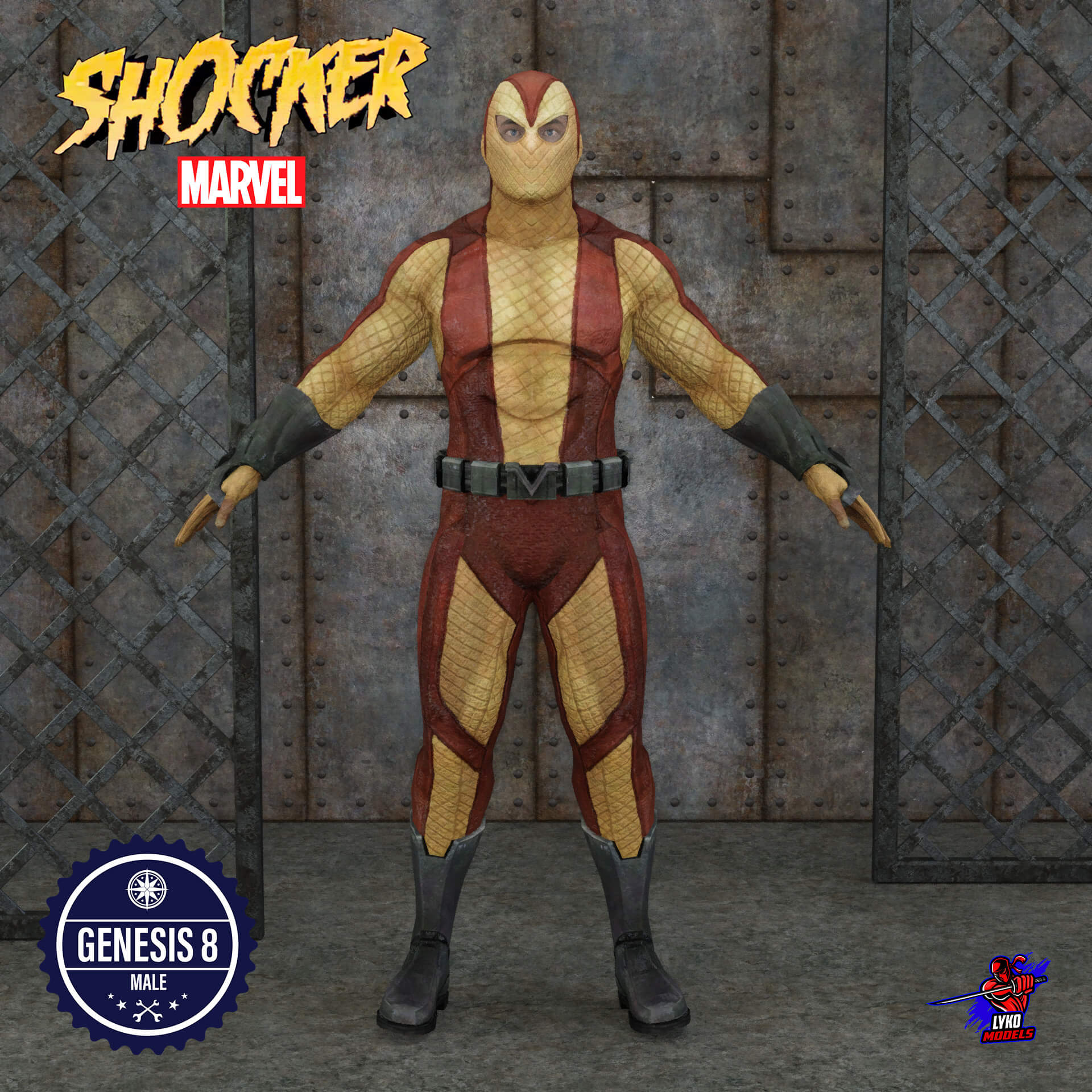 Shocker Comic Outfit for G8M - Daz Content by LykoModels