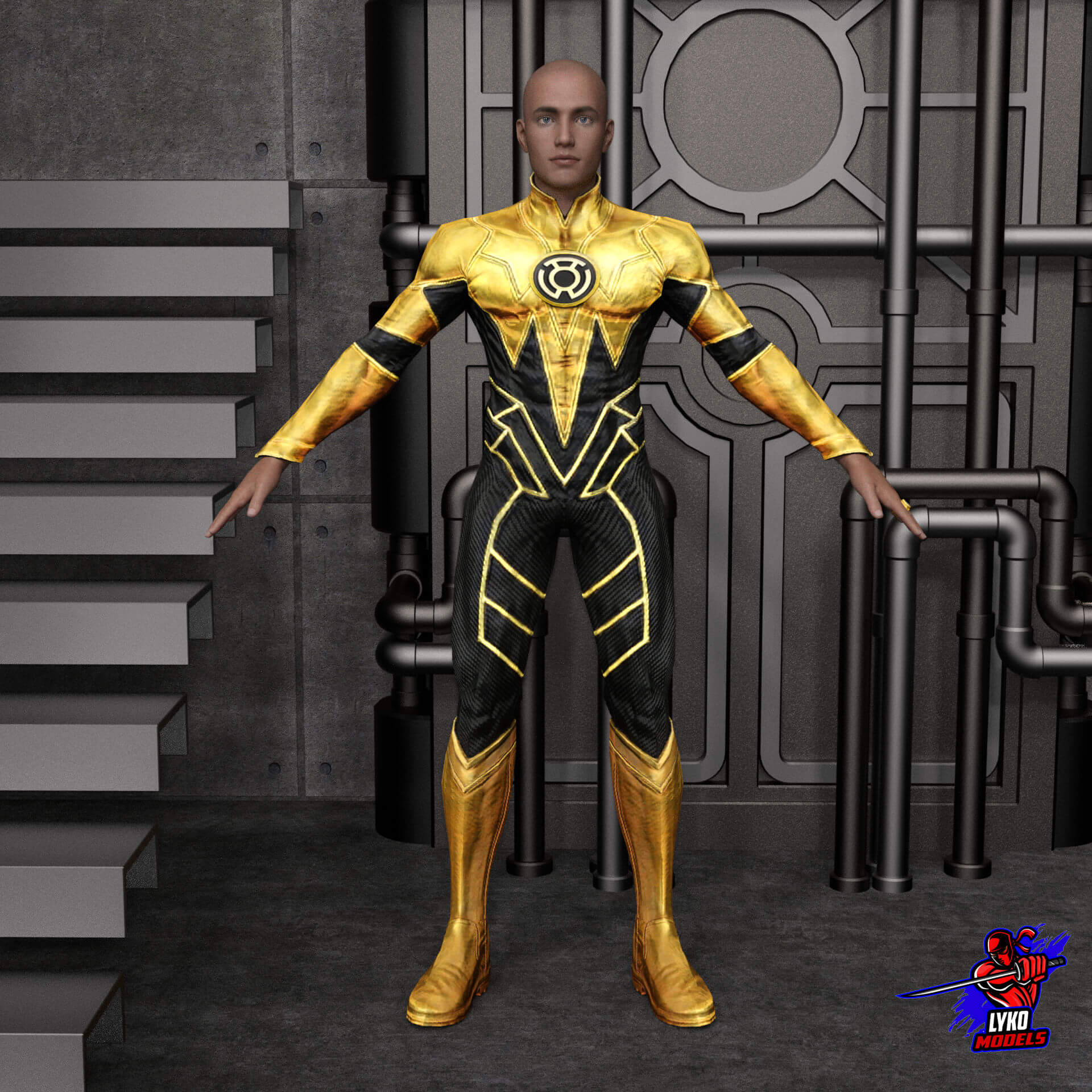 Sinestro Comic V1 Outfit for G8M - Daz Content by LykoModels