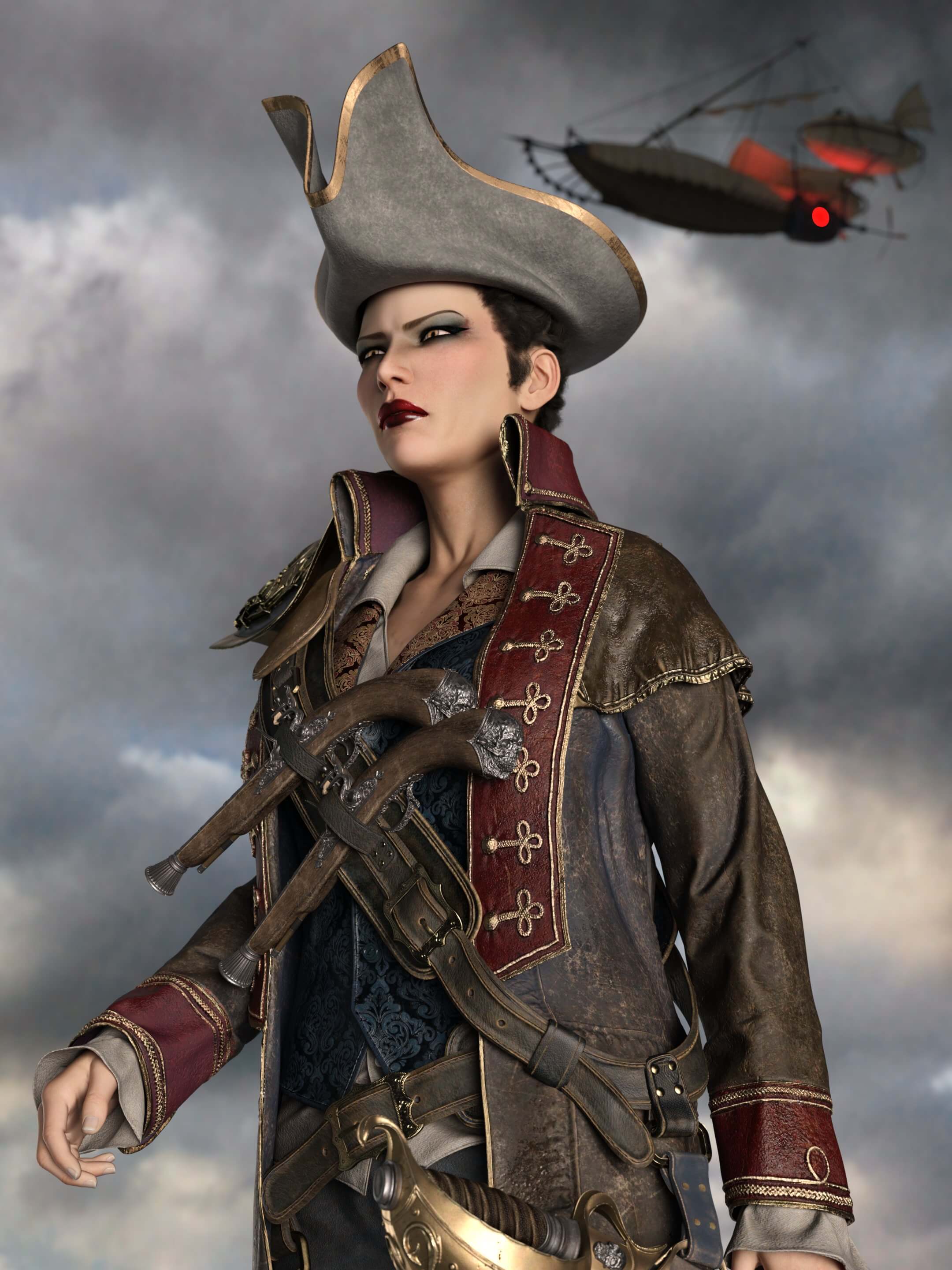 Captain Emeline 3D Render, Digital Art by LyleAryn