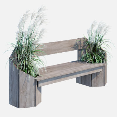TIP Double Planter Bench - 3D Model by lyskanych
