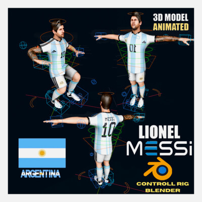 Lionel Messi Rigged Character - 3D Model by M kamran