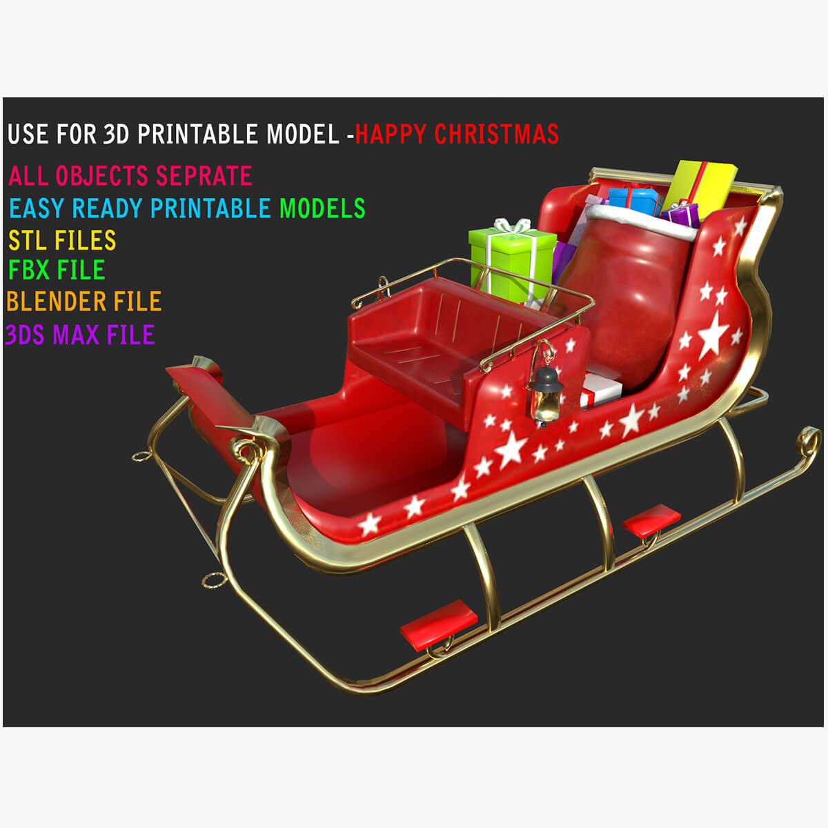 Santa Claus Sleigh - 3D Model by M kamran