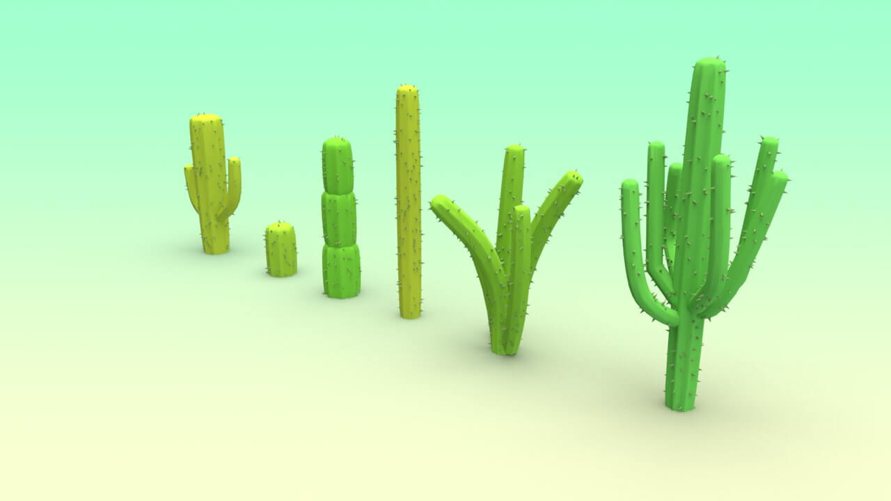 Low Poly Cactus Set - Free 3D Model by m4rios