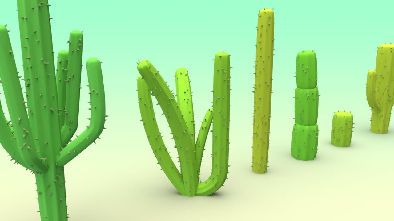 Low Poly Cactus Set - Free 3D Model by m4rios