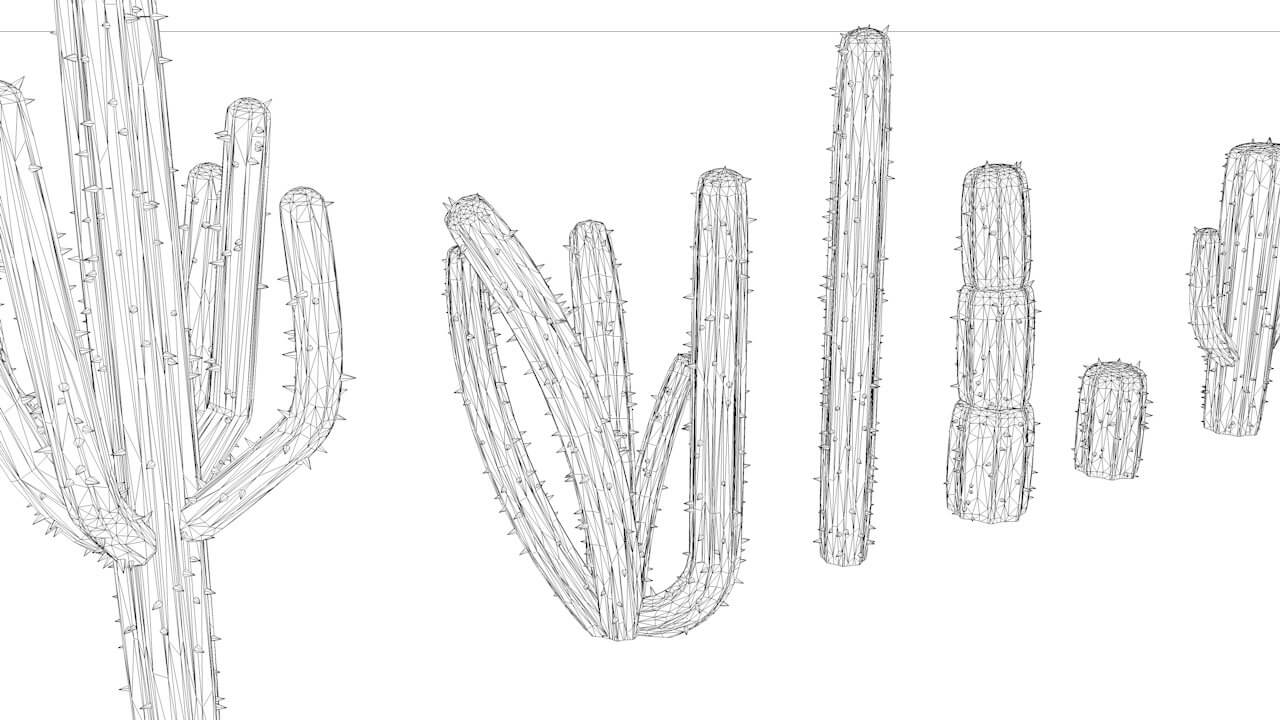 Low Poly Cactus Set - Free 3D Model by m4rios