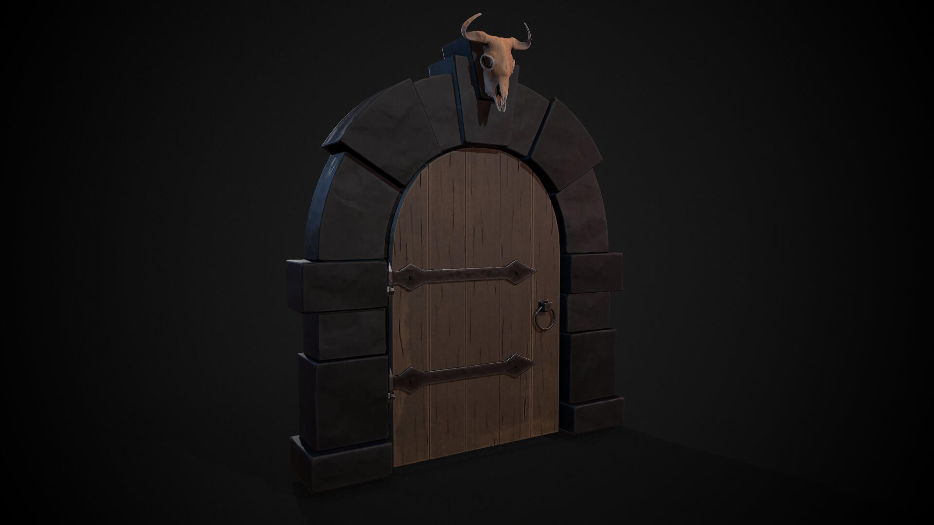 Dungeon Door with Bull Skull - 3D Model by m4rios