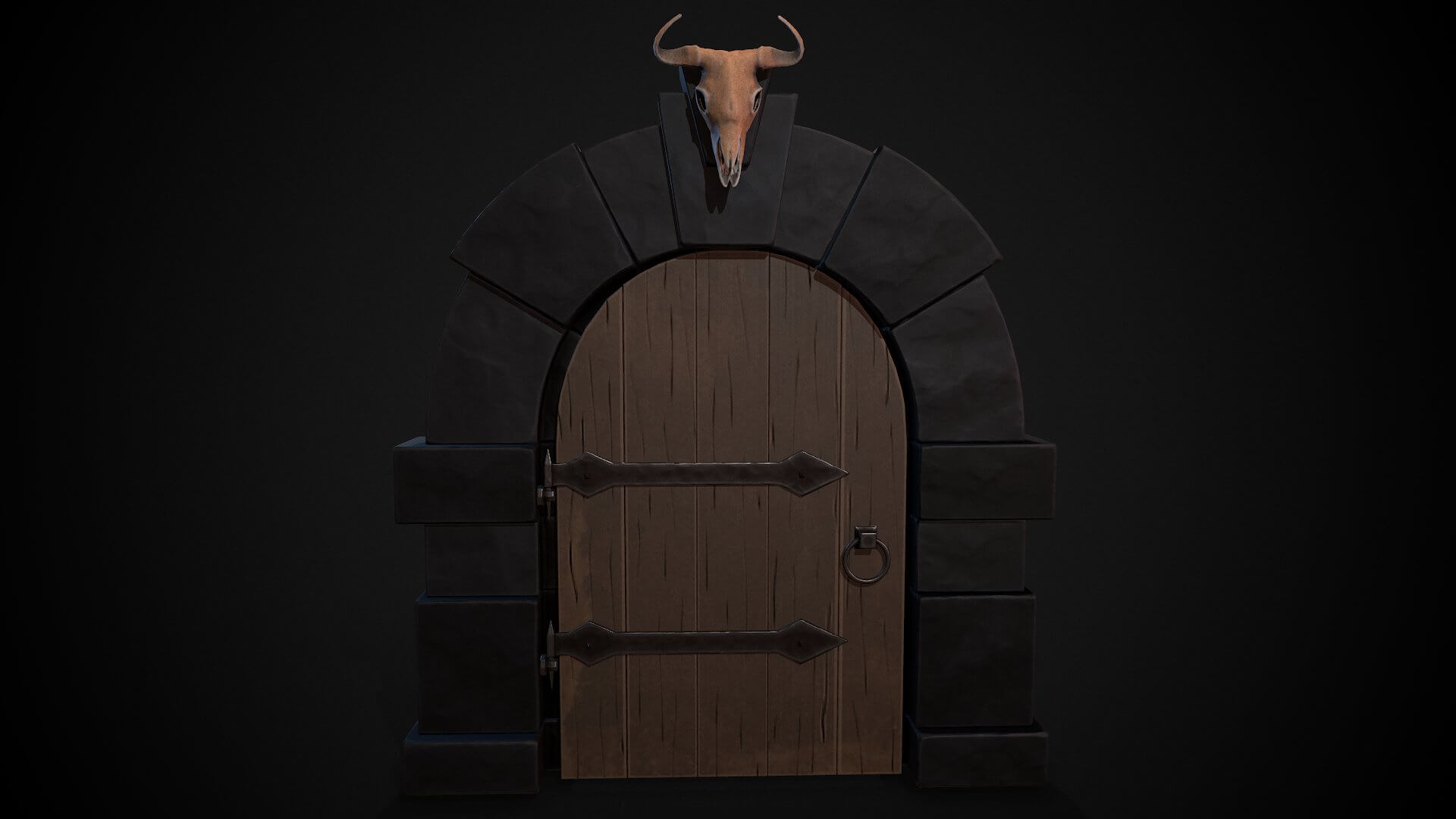 Dungeon Door with Bull Skull - 3D Model by m4rios