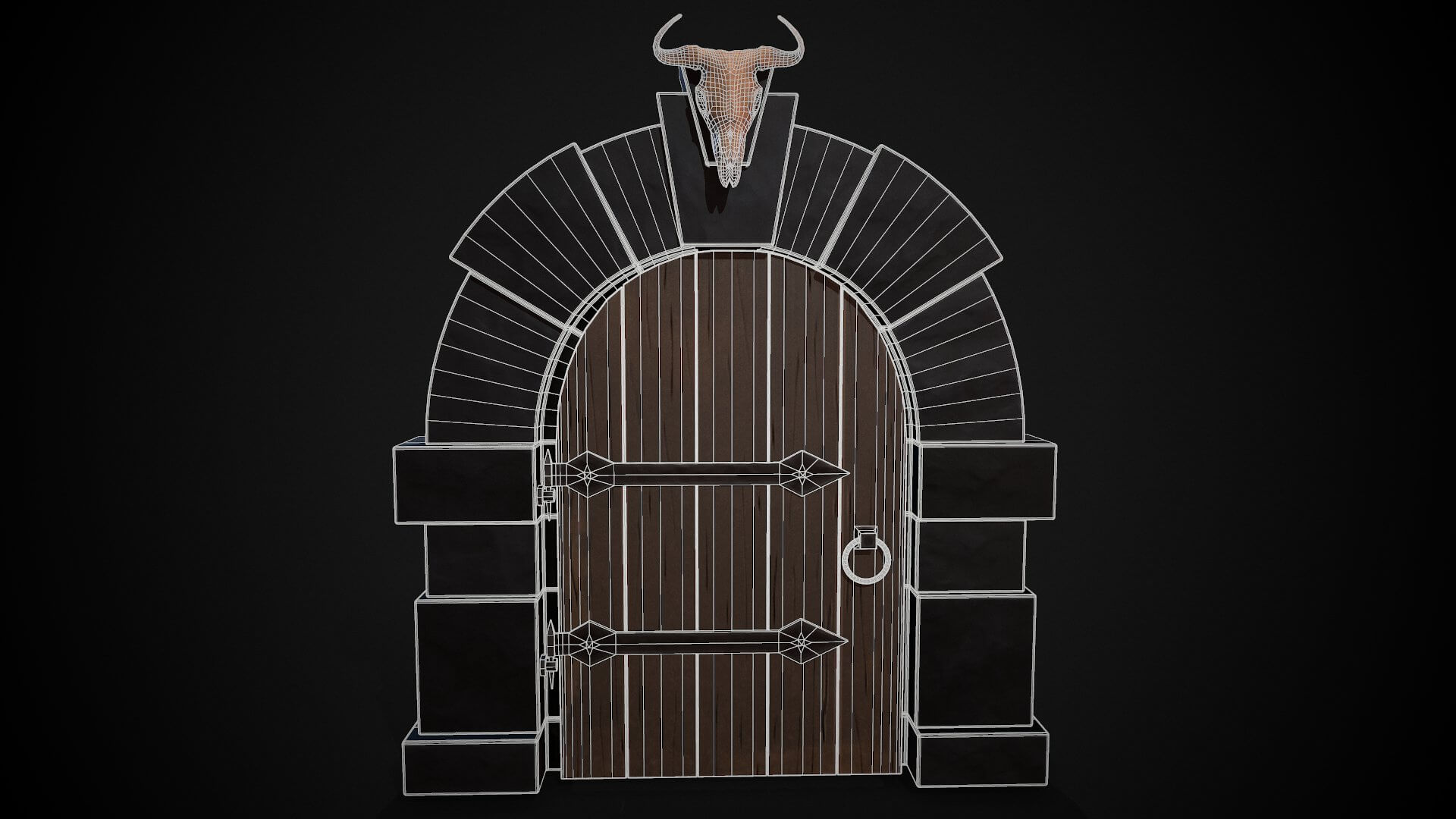Dungeon Door with Bull Skull - 3D Model by m4rios