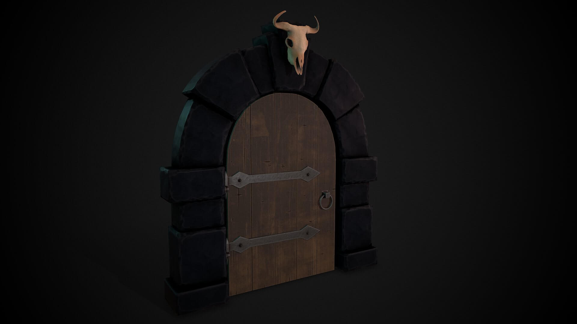 Dungeon door with bull skull 3D Render, Digital Art by m4rios