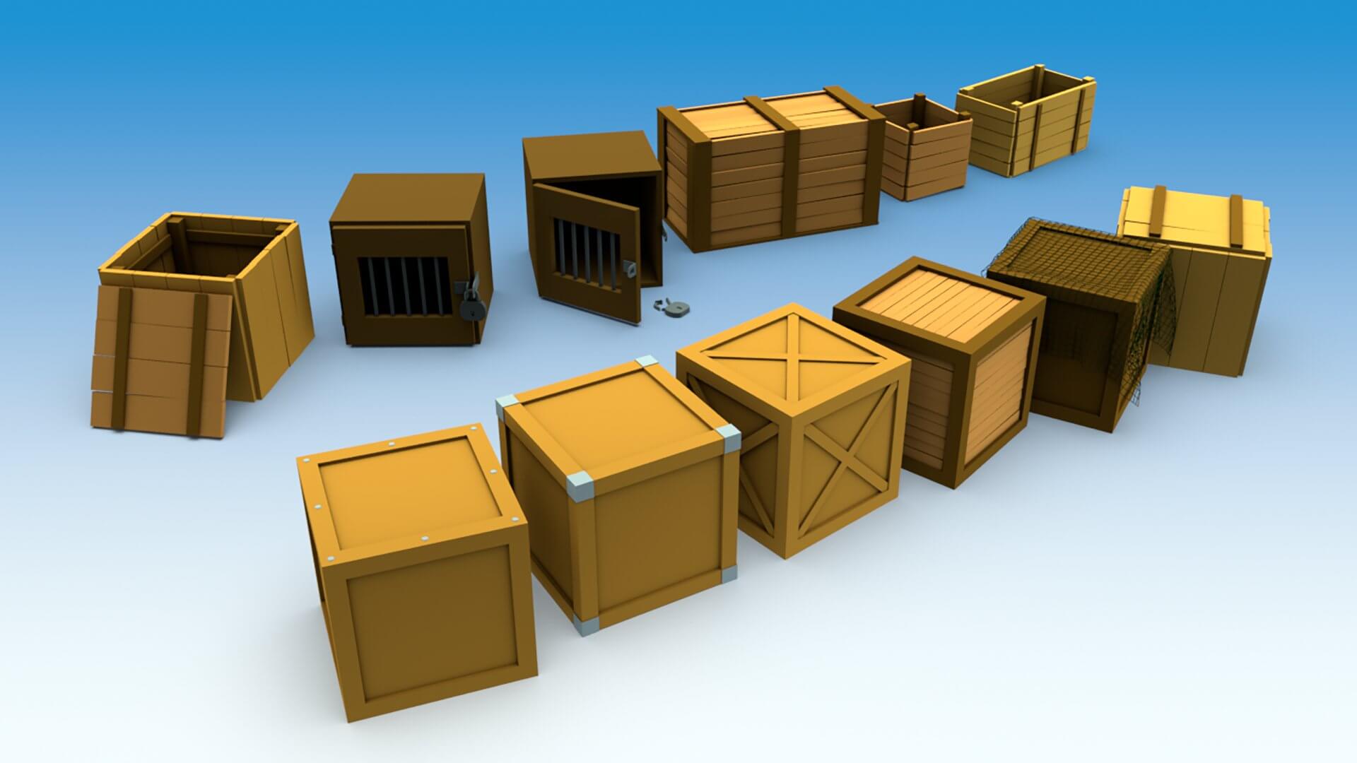 Set of Boxes - Free 3D Model by m4rios