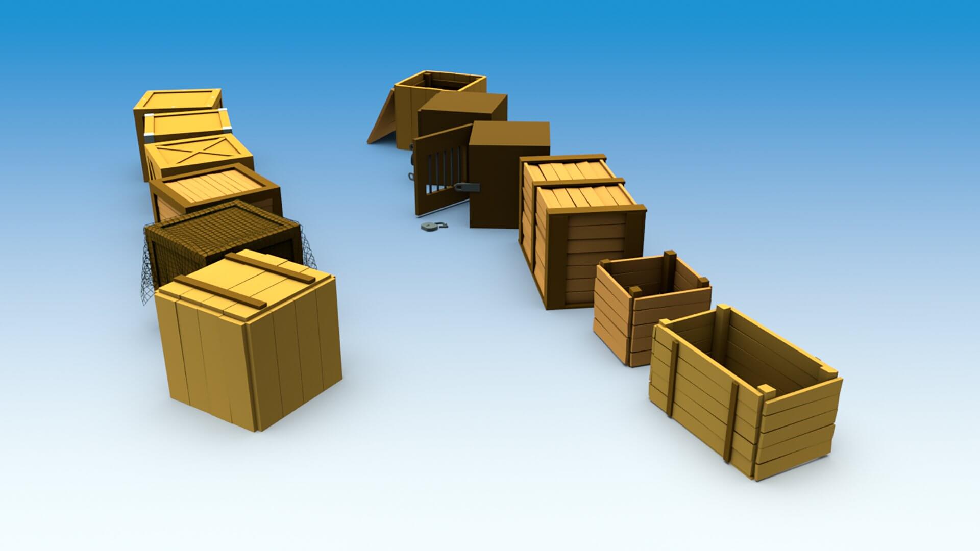 Set of Boxes - Free 3D Model by m4rios