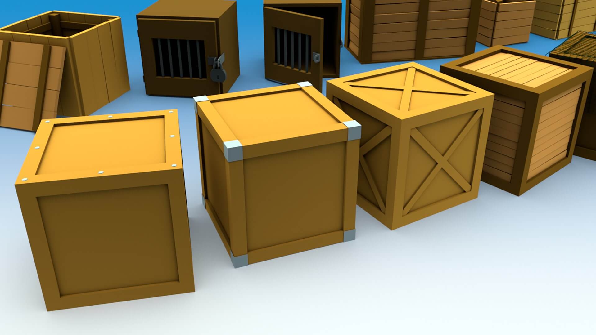 Set of Boxes - Free 3D Model by m4rios