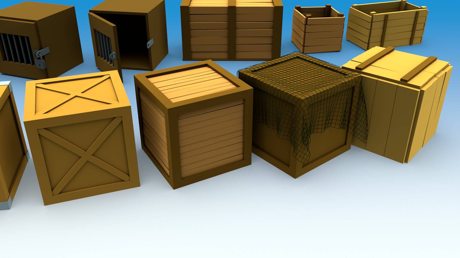 Set of Boxes - Free 3D Model by m4rios