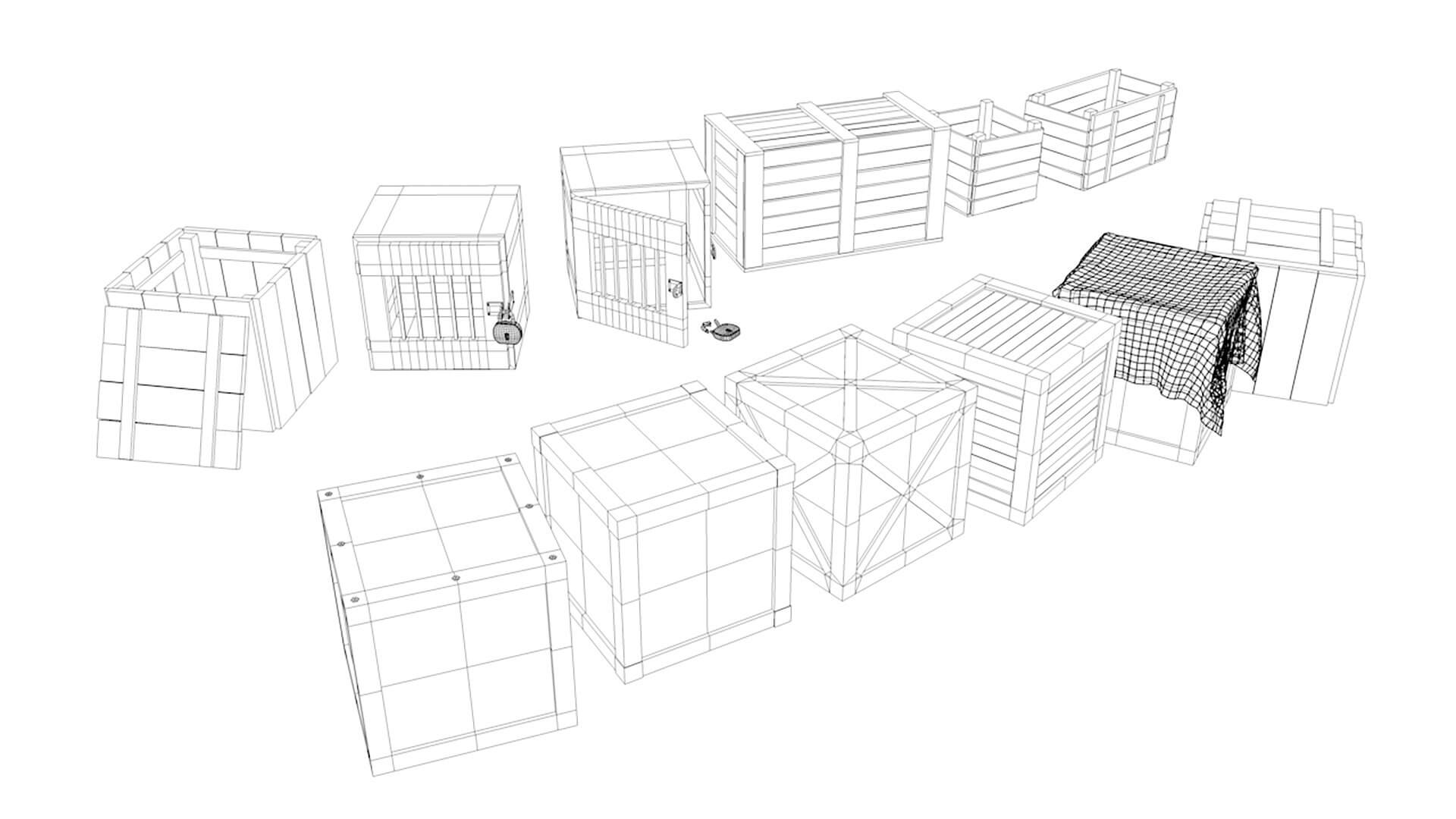 Set of Boxes - Free 3D Model by m4rios