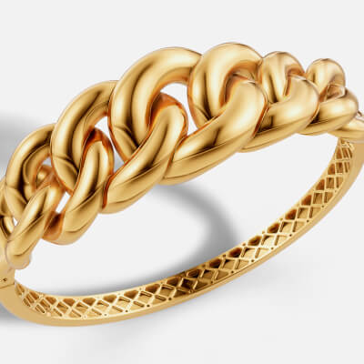 Gold Curb Chain Link Bracelet CAD 3DM and STL File - 3D Model by MA Designs