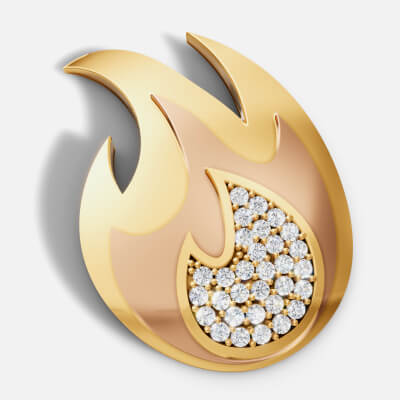 Stylized Fire Flame Gem-Set Pendant 3D Model by MA Designs