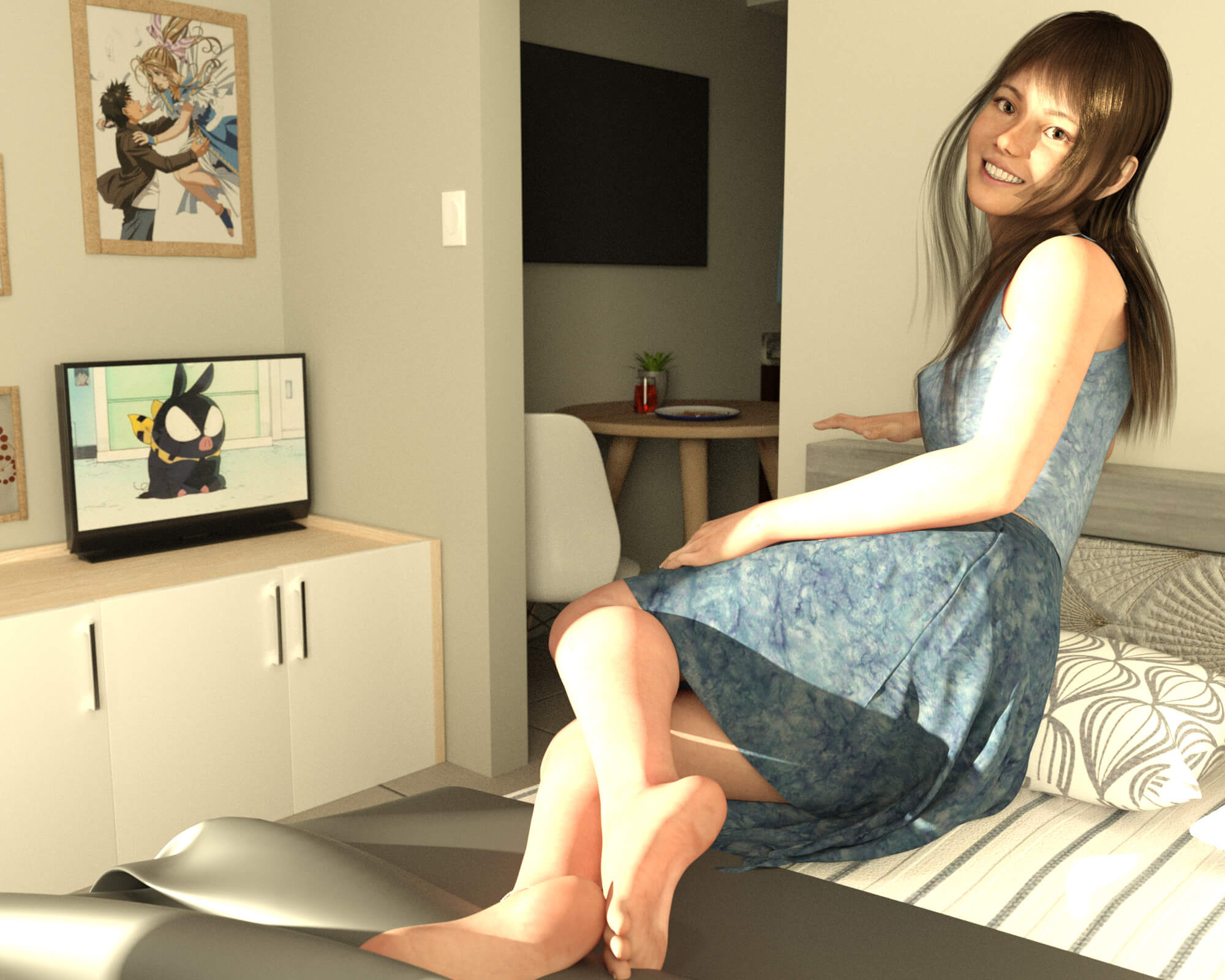 Torie watching Ranma 12... again 3D Render, Digital Art by MacZyn