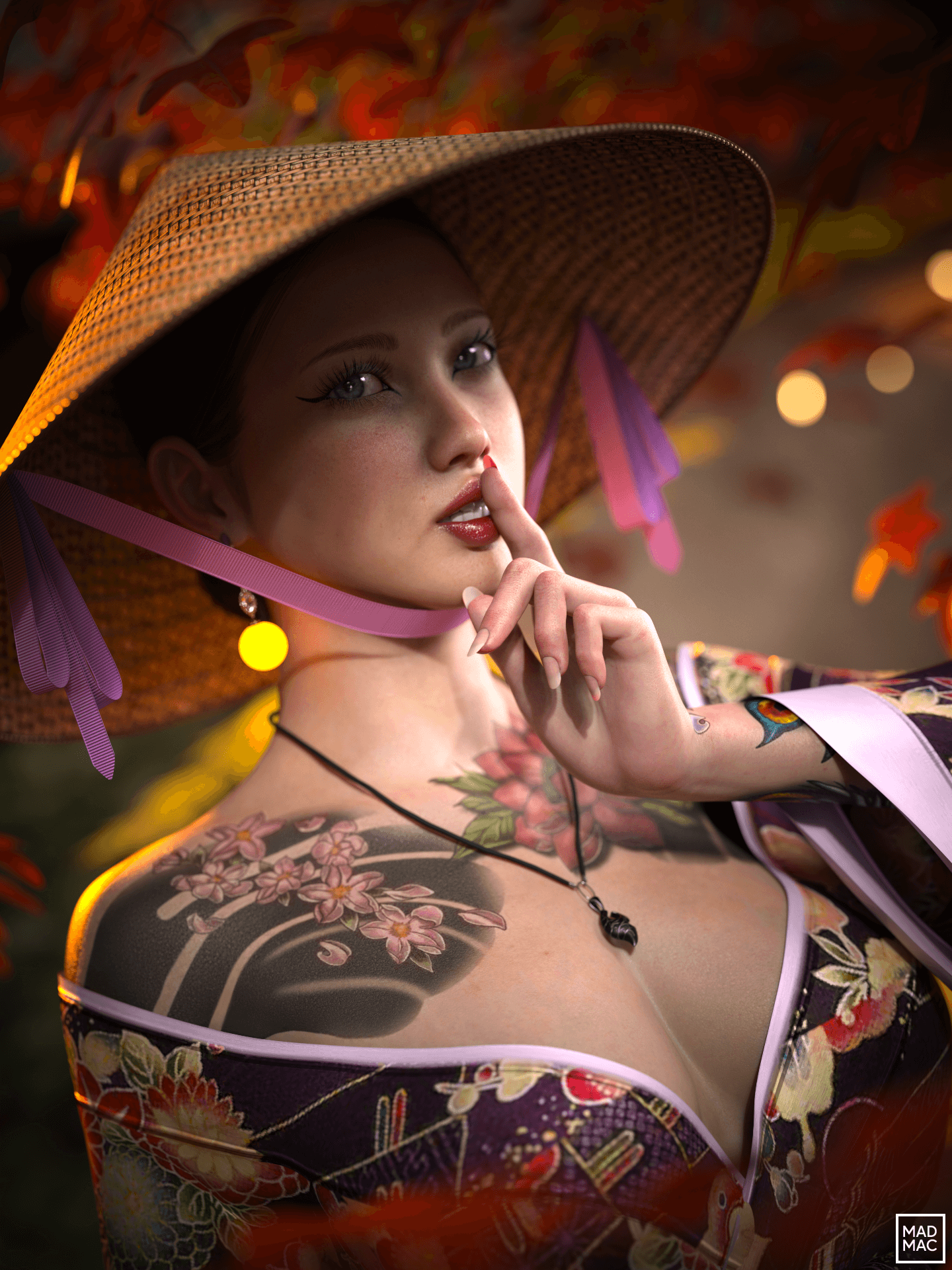 Asian Girl portrait 3D Render, Digital Art by Mad Mac