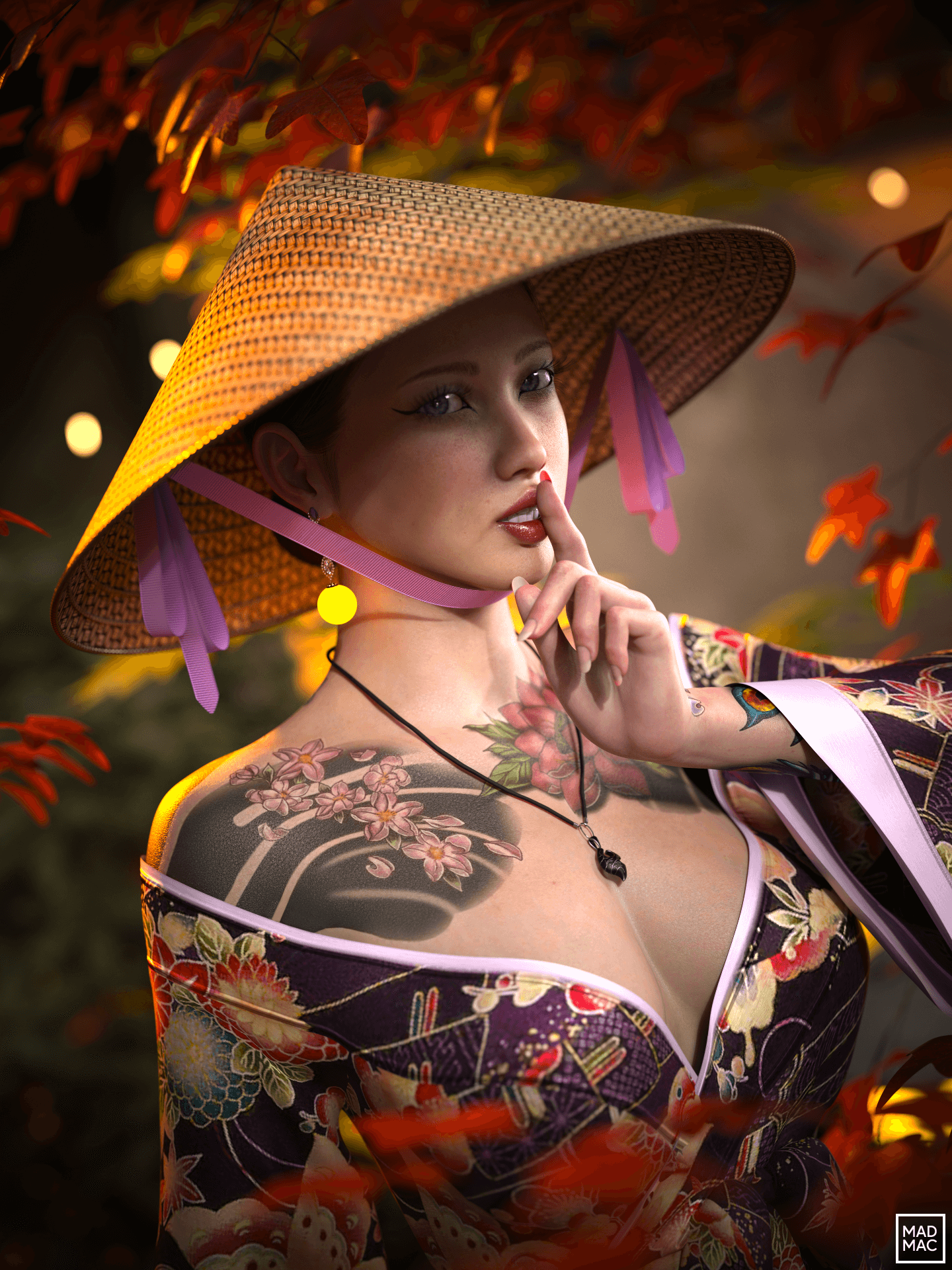 Asian Girl portrait 3D Render, Digital Art by Mad Mac