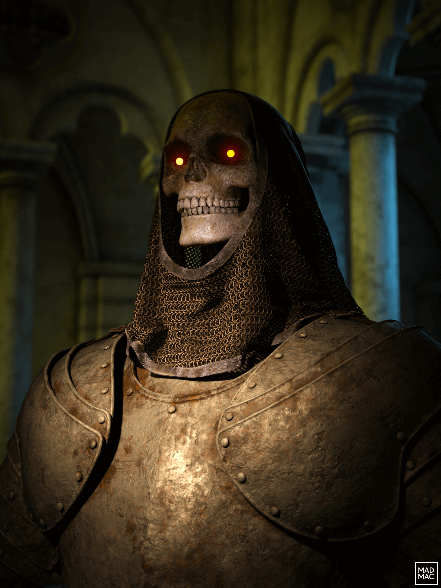 Skeleton Knight 3D Render, Digital Art by Mad Mac