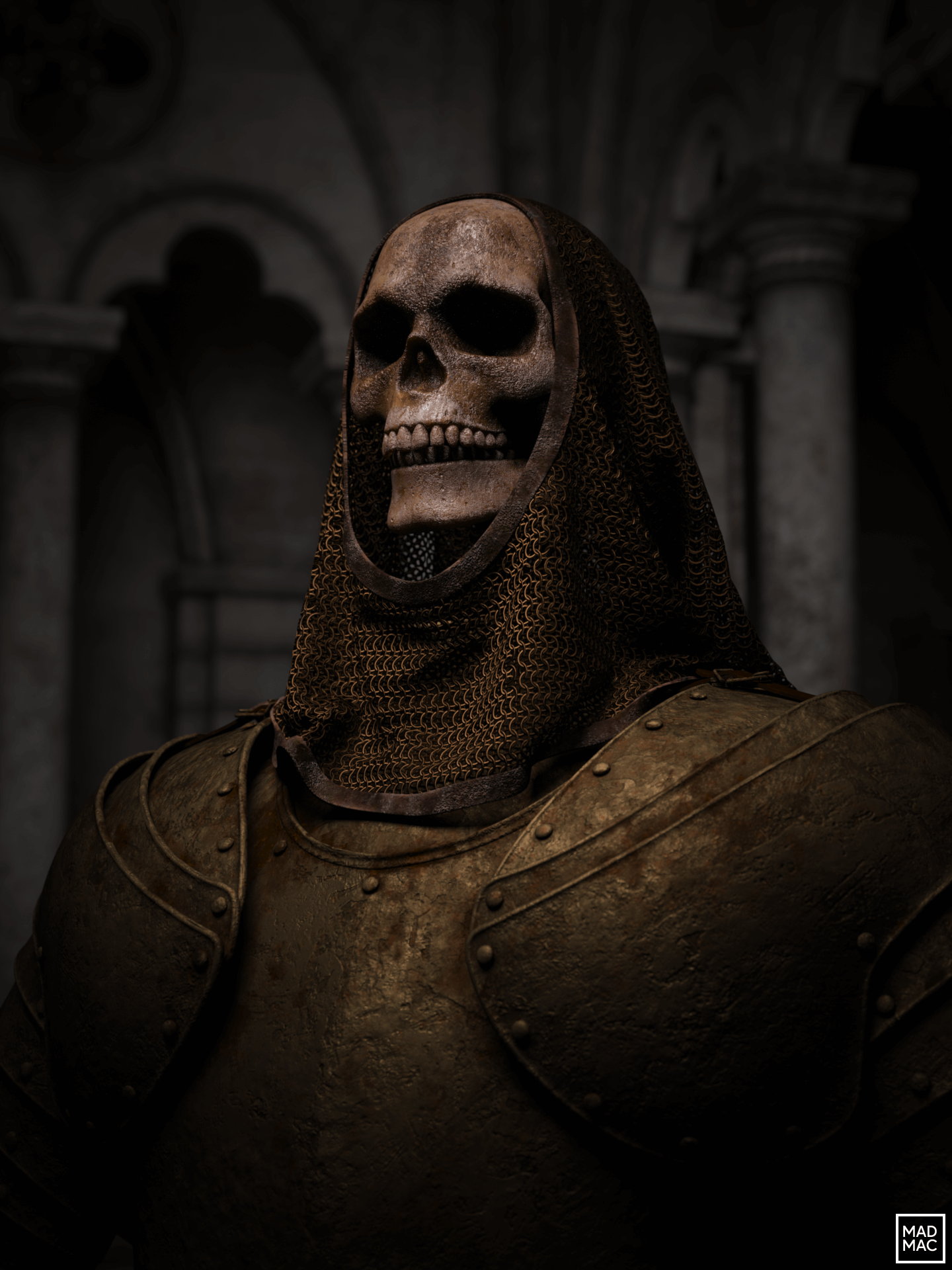 Skeleton Knight 3D Render, Digital Art by Mad Mac