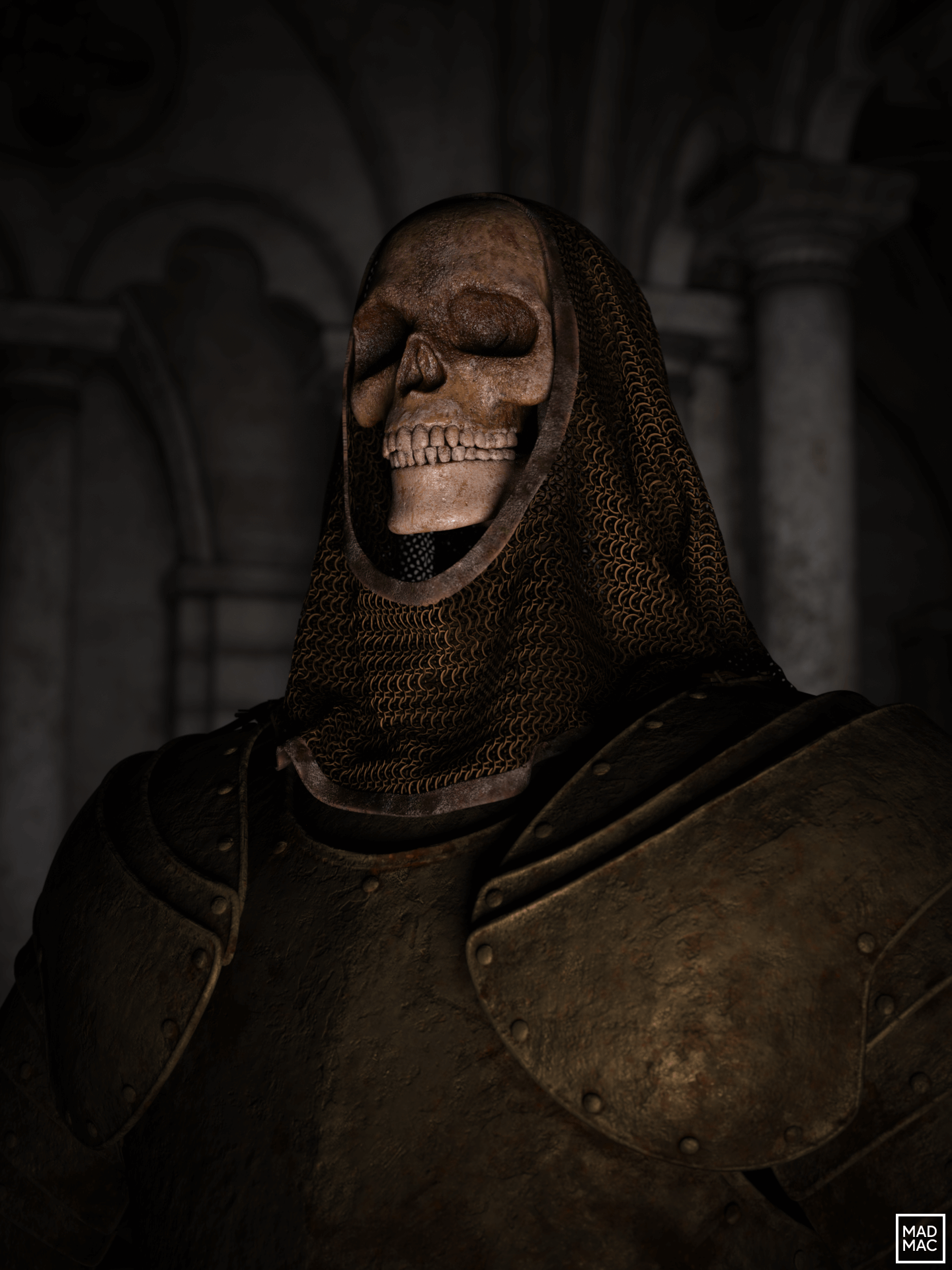 Skeleton Knight 3D Render, Digital Art by Mad Mac