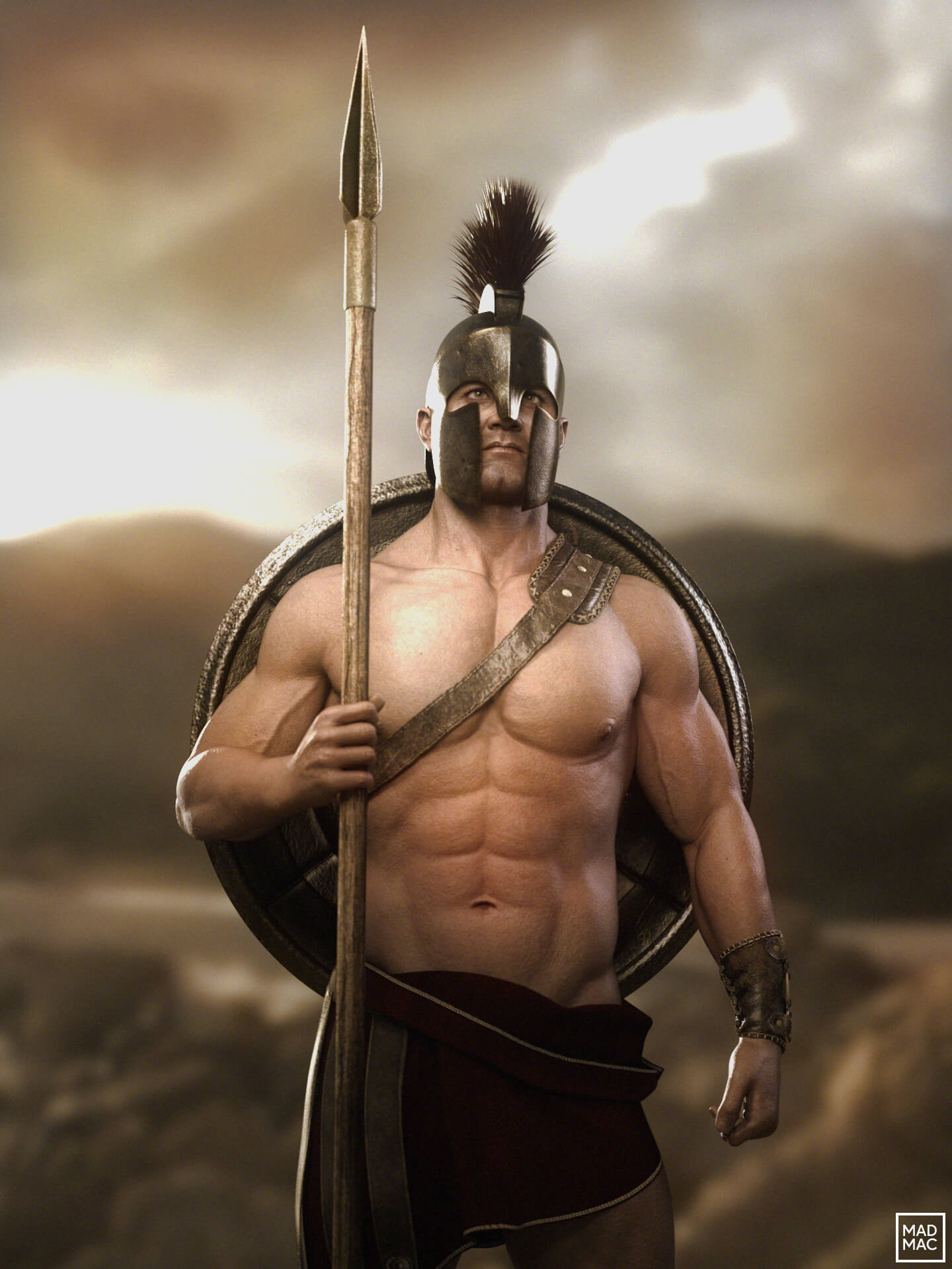 Spartan Warrior 3D Render, Digital Art by Mad Mac