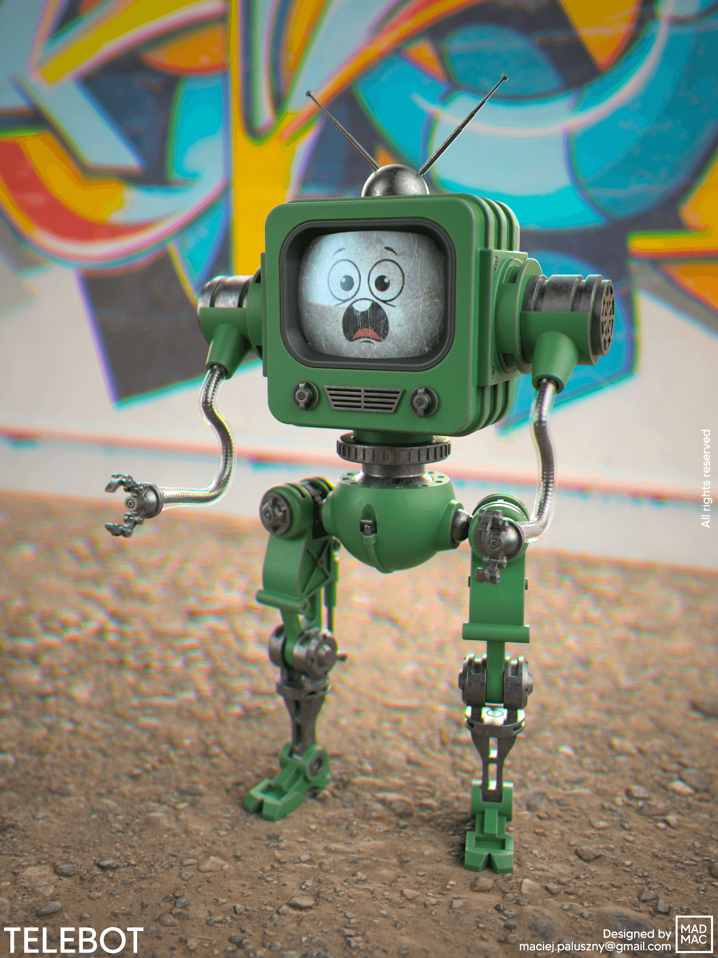 TELEBOT 3D Render, Digital Art by Mad Mac