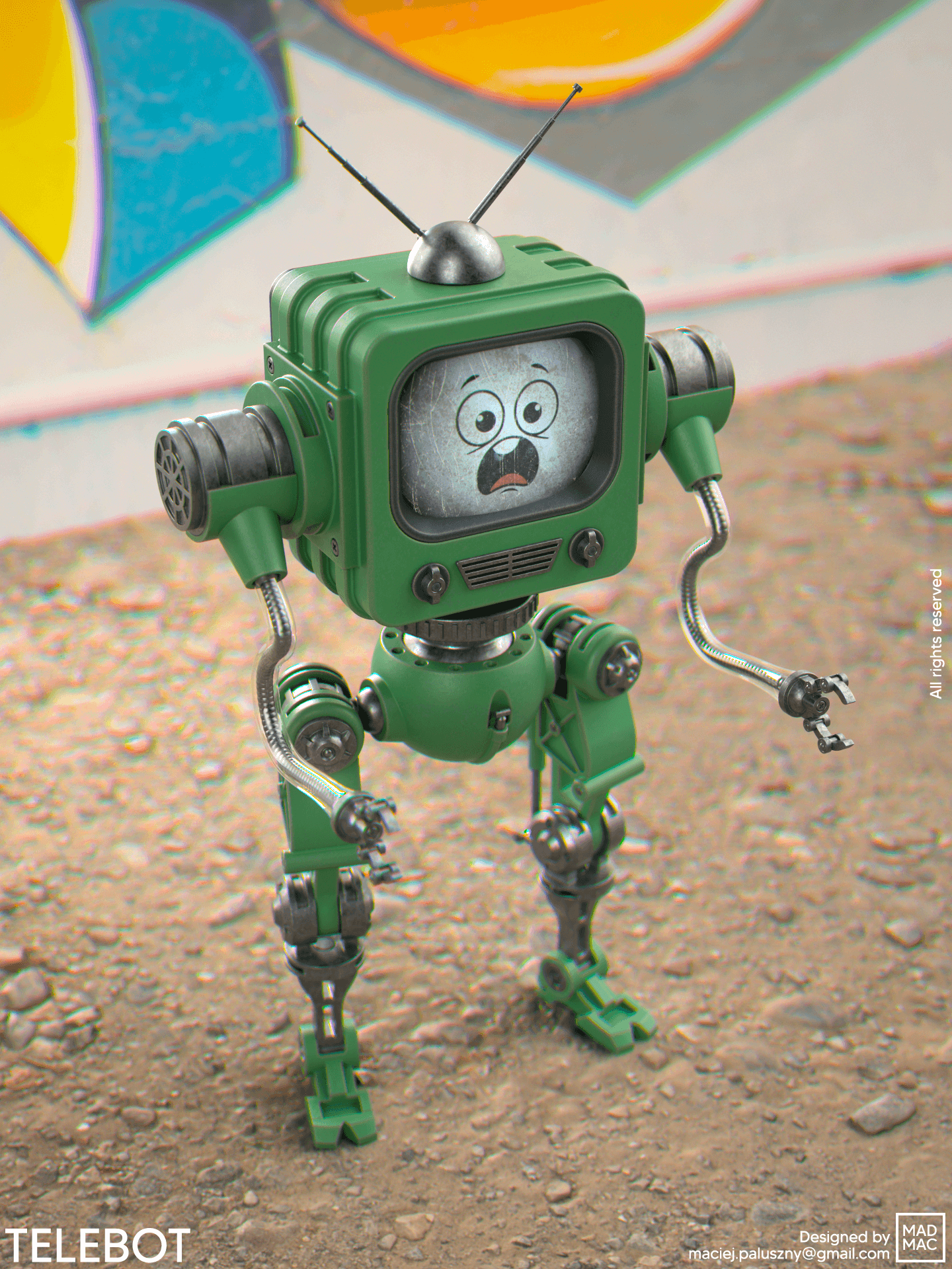 TELEBOT 3D Render, Digital Art by Mad Mac