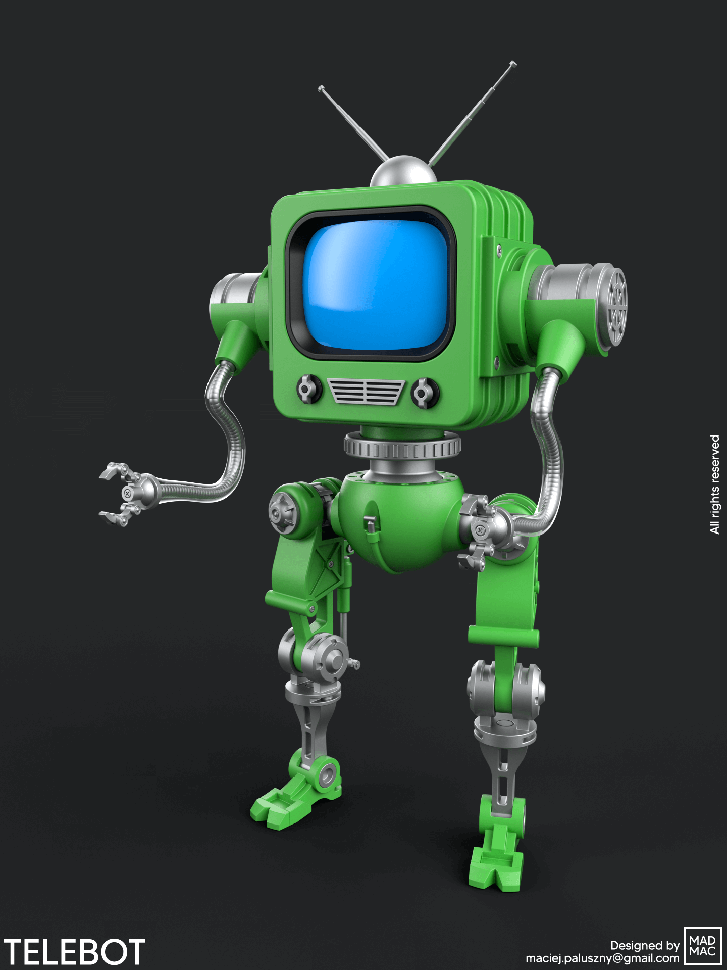 TELEBOT 3D Render, Digital Art by Mad Mac