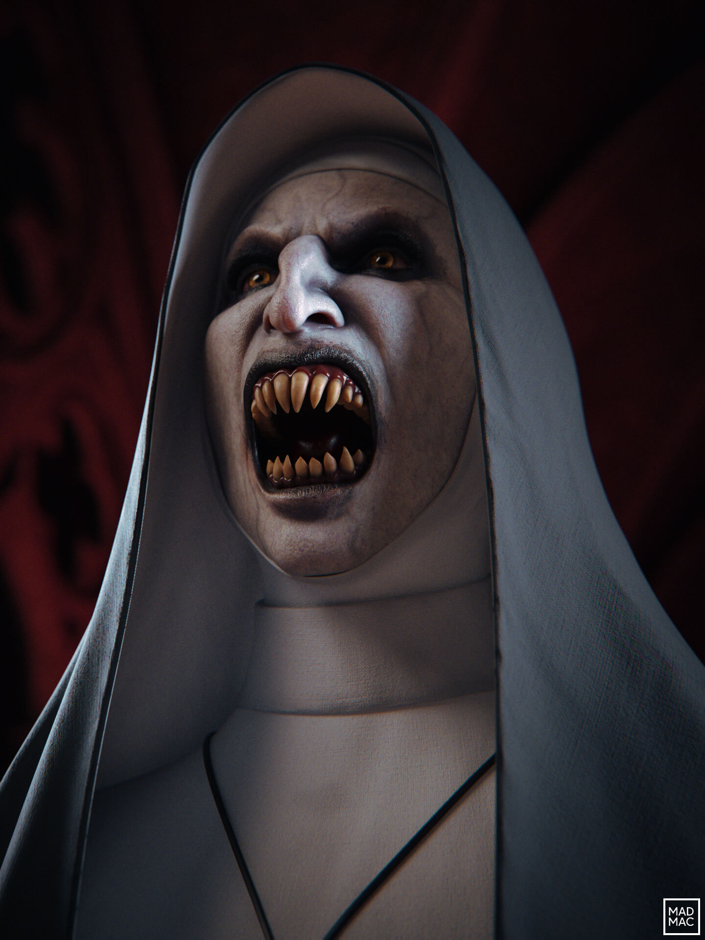 The Nun 3D Render, Digital Art by Mad Mac