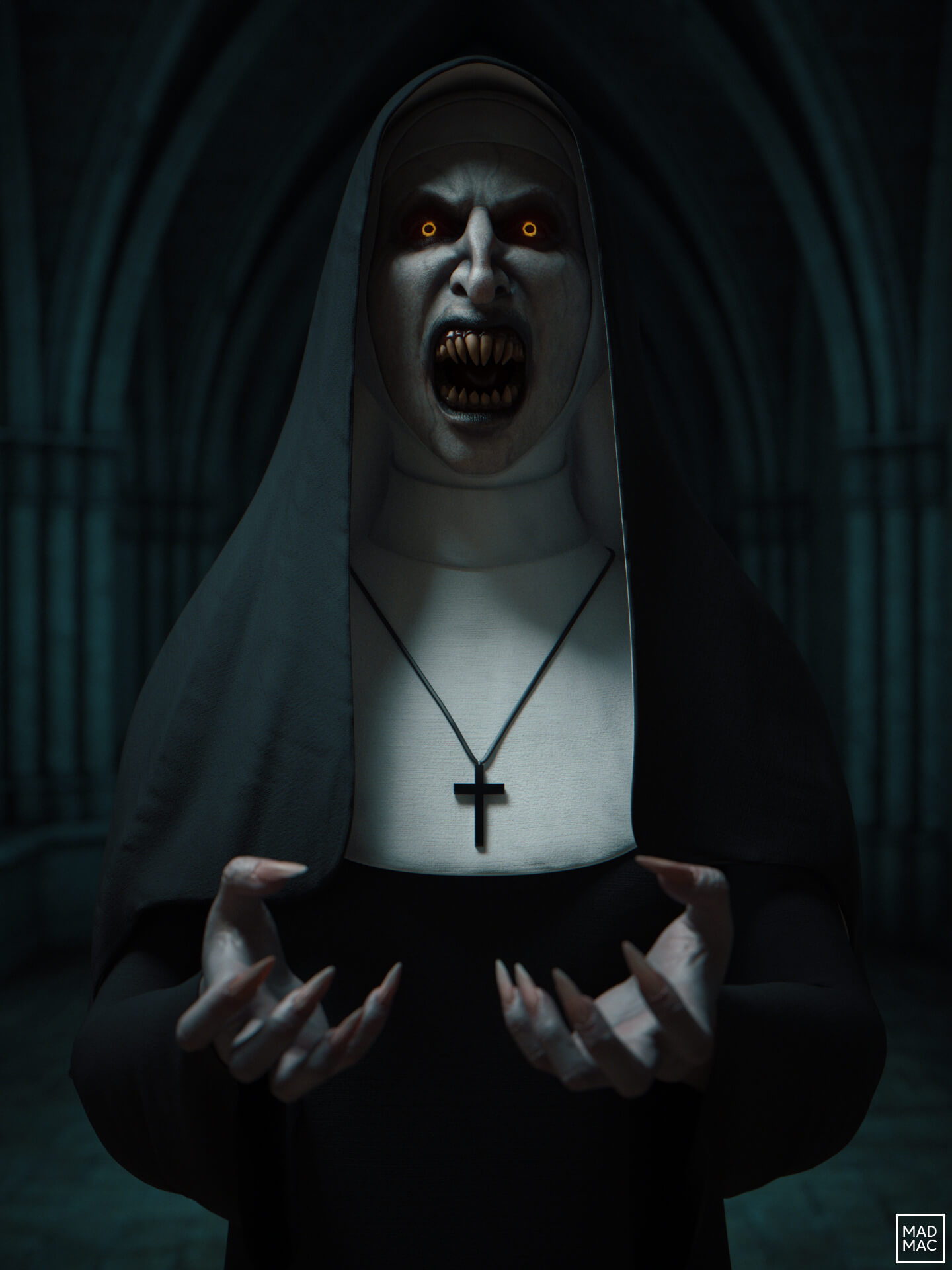 The Nun 3D Render, Digital Art by Mad Mac