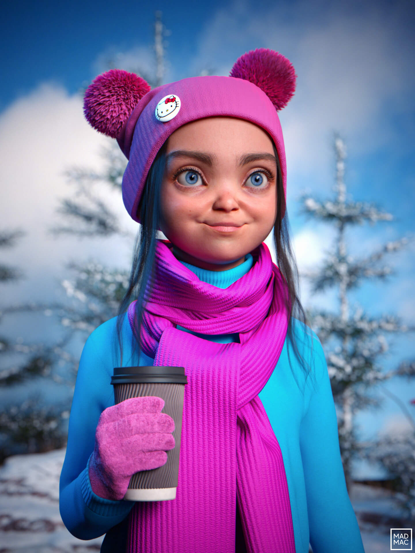Winter Coffee 3D Render, Digital Art by Mad Mac