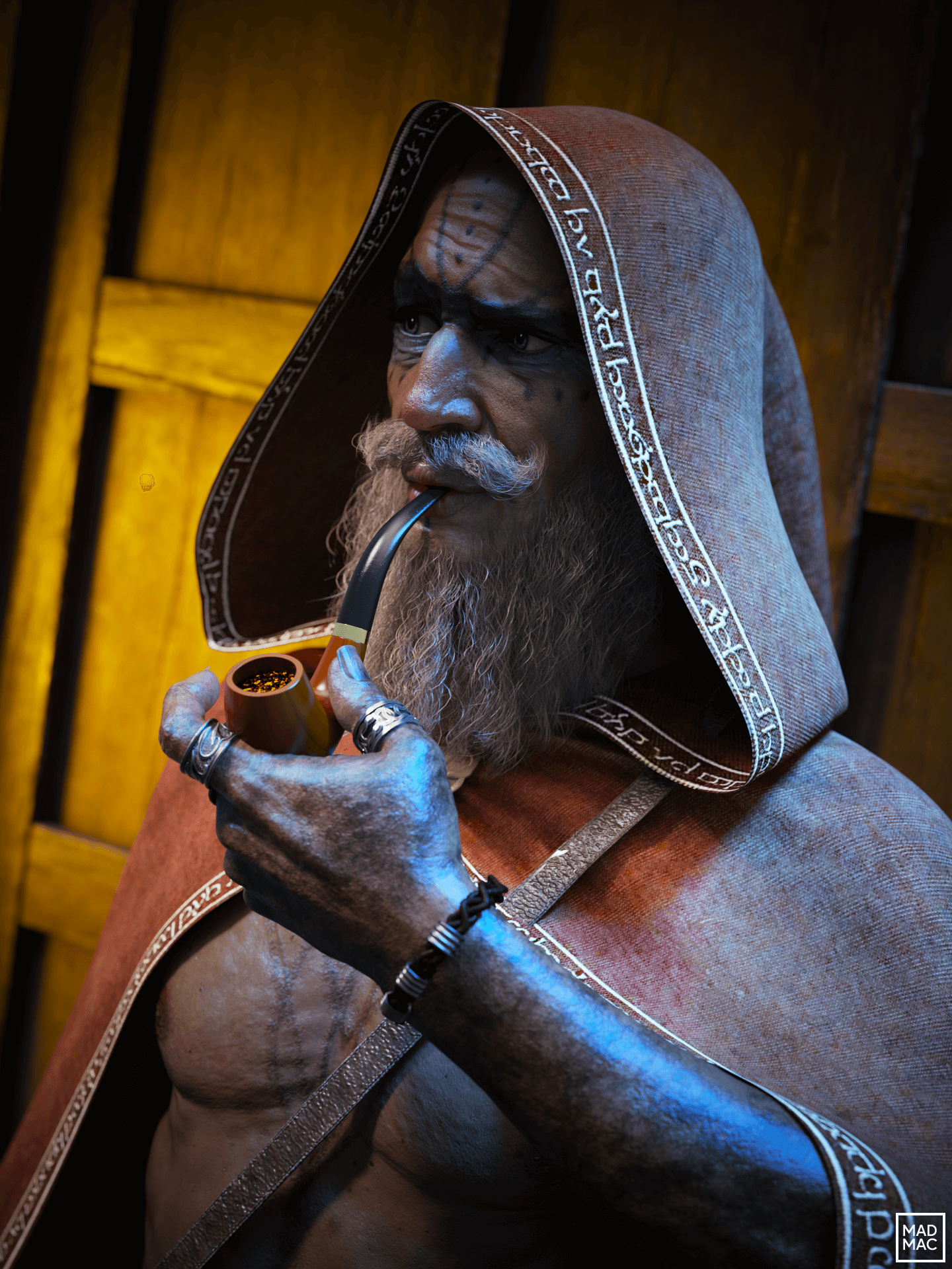Wizard smoking pipe 3D Render, Digital Art by Mad Mac