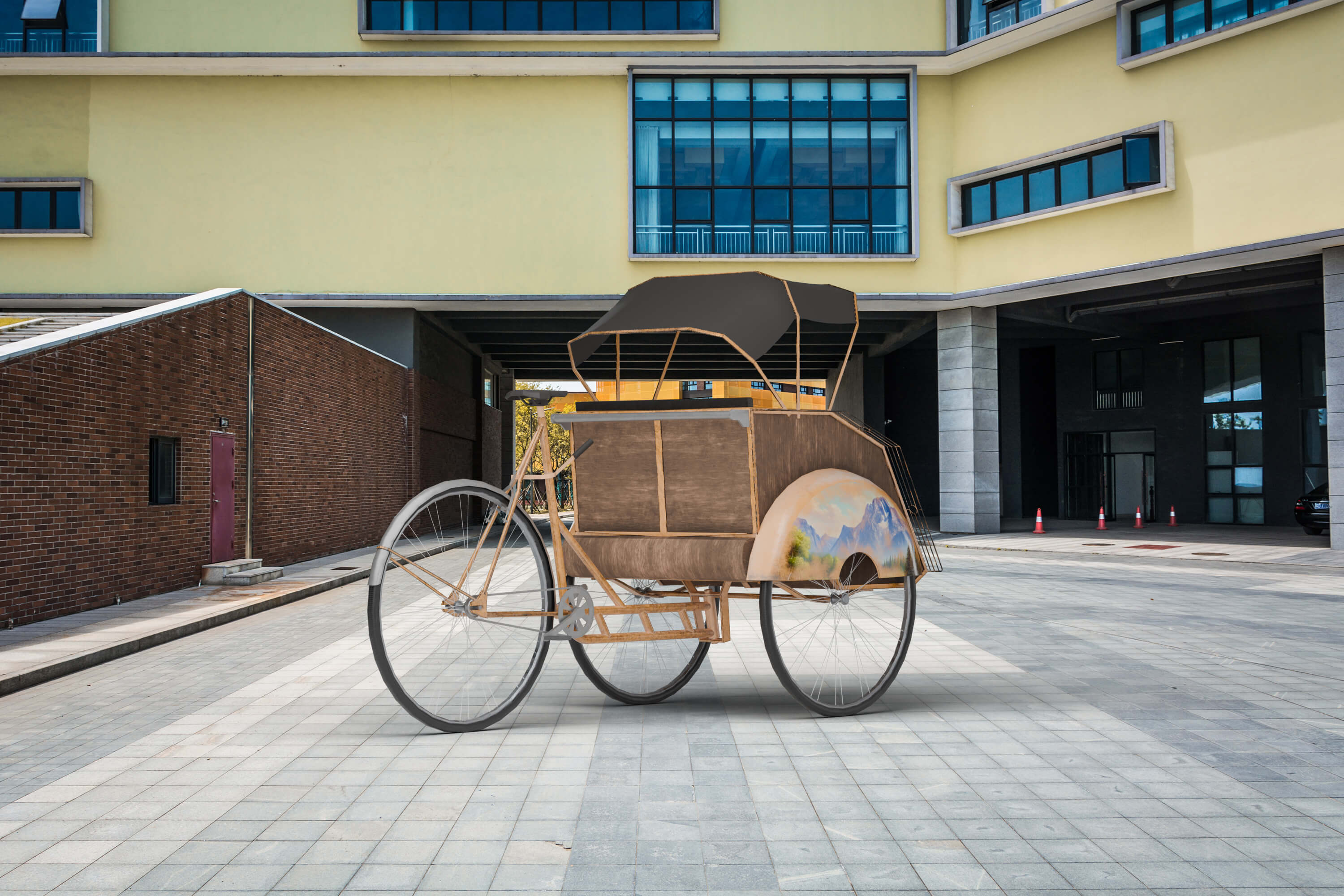 Becak Indonesian Traditional Transportation Rickshaw - 3D Model by ...