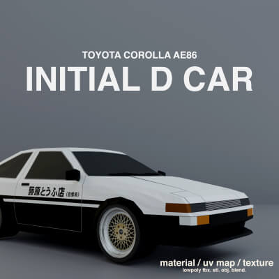 Toyota Corolla AE86 Low Poly - 3D Model by madakar25
