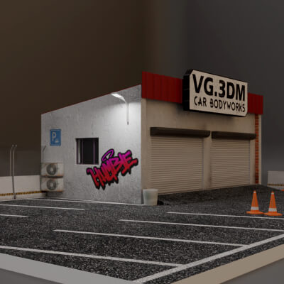 Garage Car Low Poly - 3D Model by madakar25