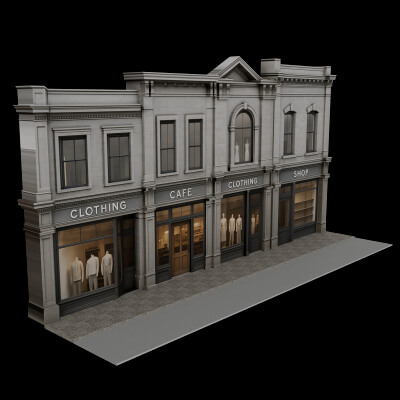 Realistic Vintage Storefront 3D Model by madakar25