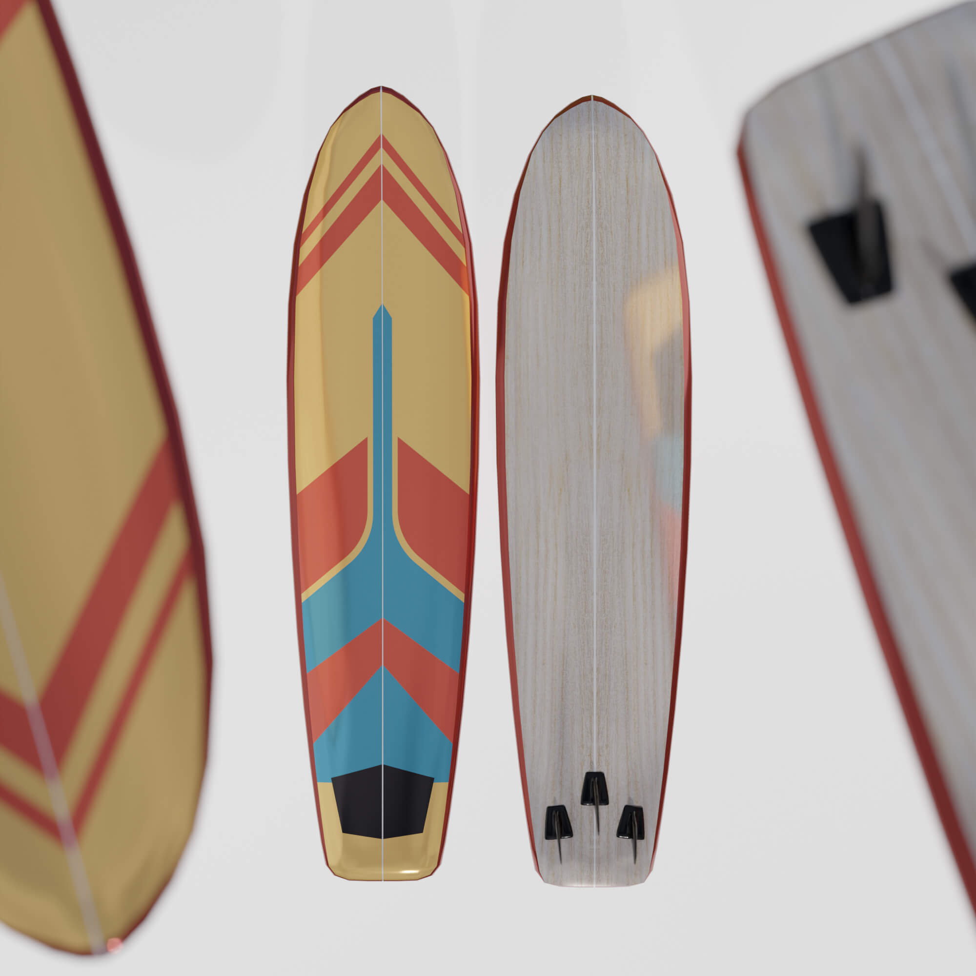 Surfboard medium poly - 3D Model by madakar25