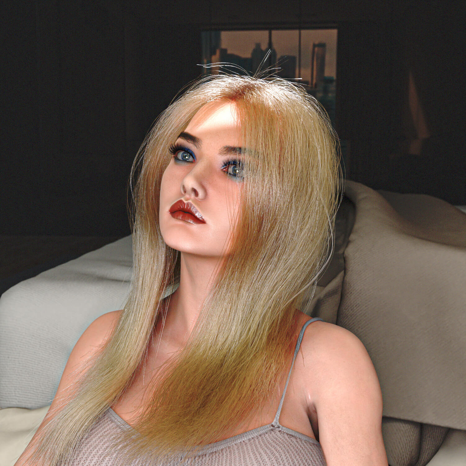 Pensive Nikki 3D Render, Digital Art by MadcapIdea