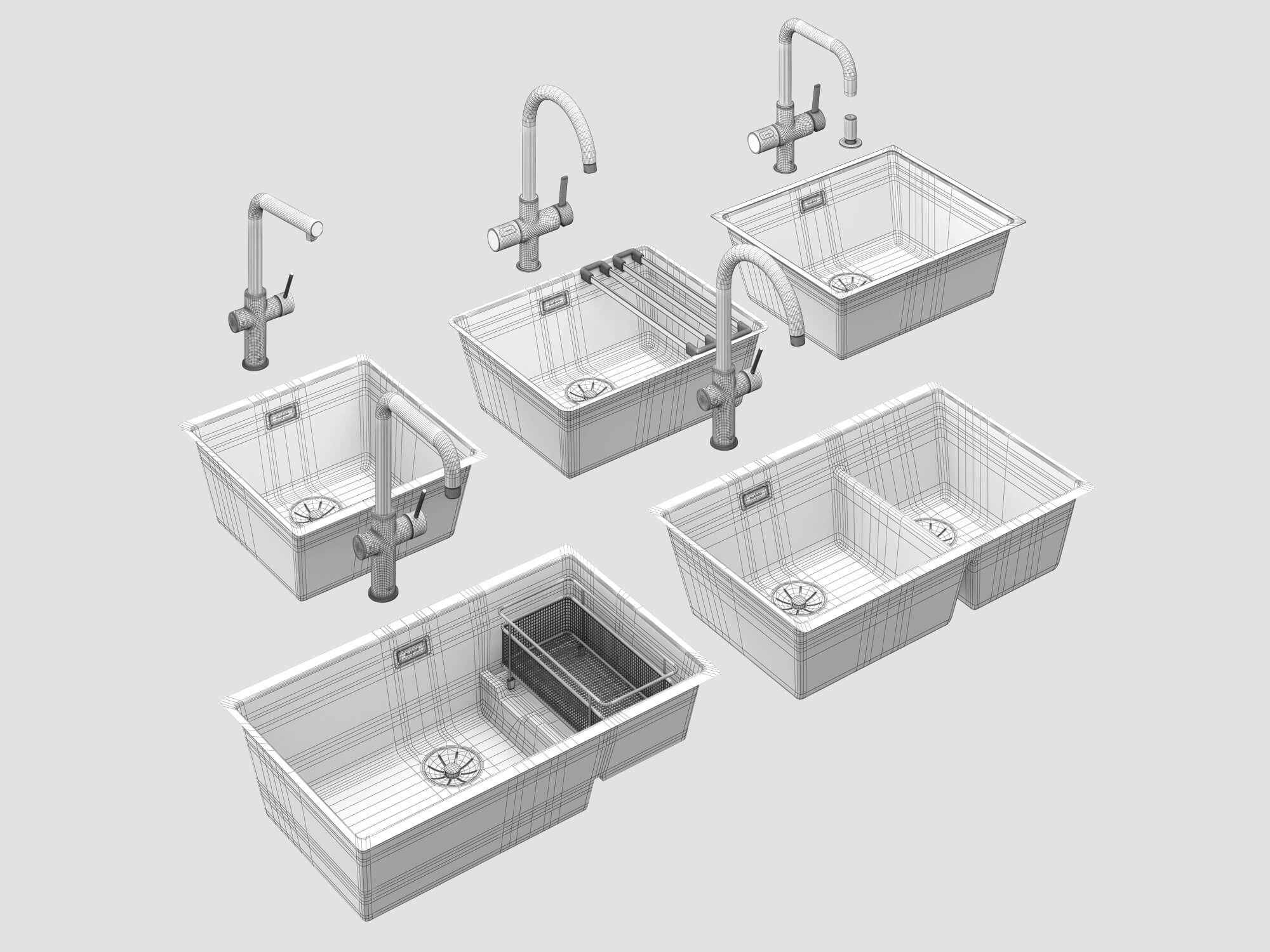 Set of Sinks Blanco Subline 1 - 3D Model by madMIX