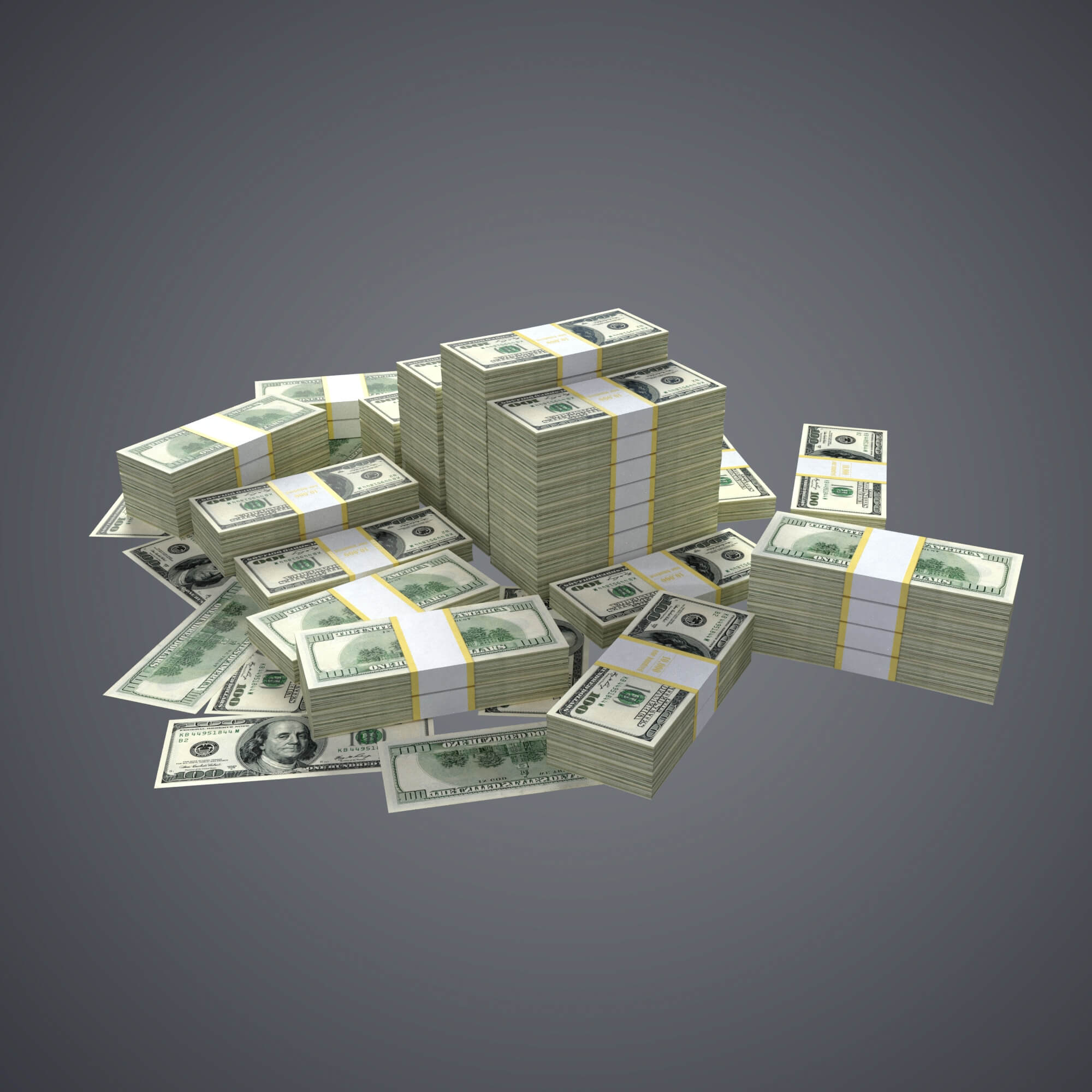 100 Dollar Bill Packs - 3D Model by Madson Studio