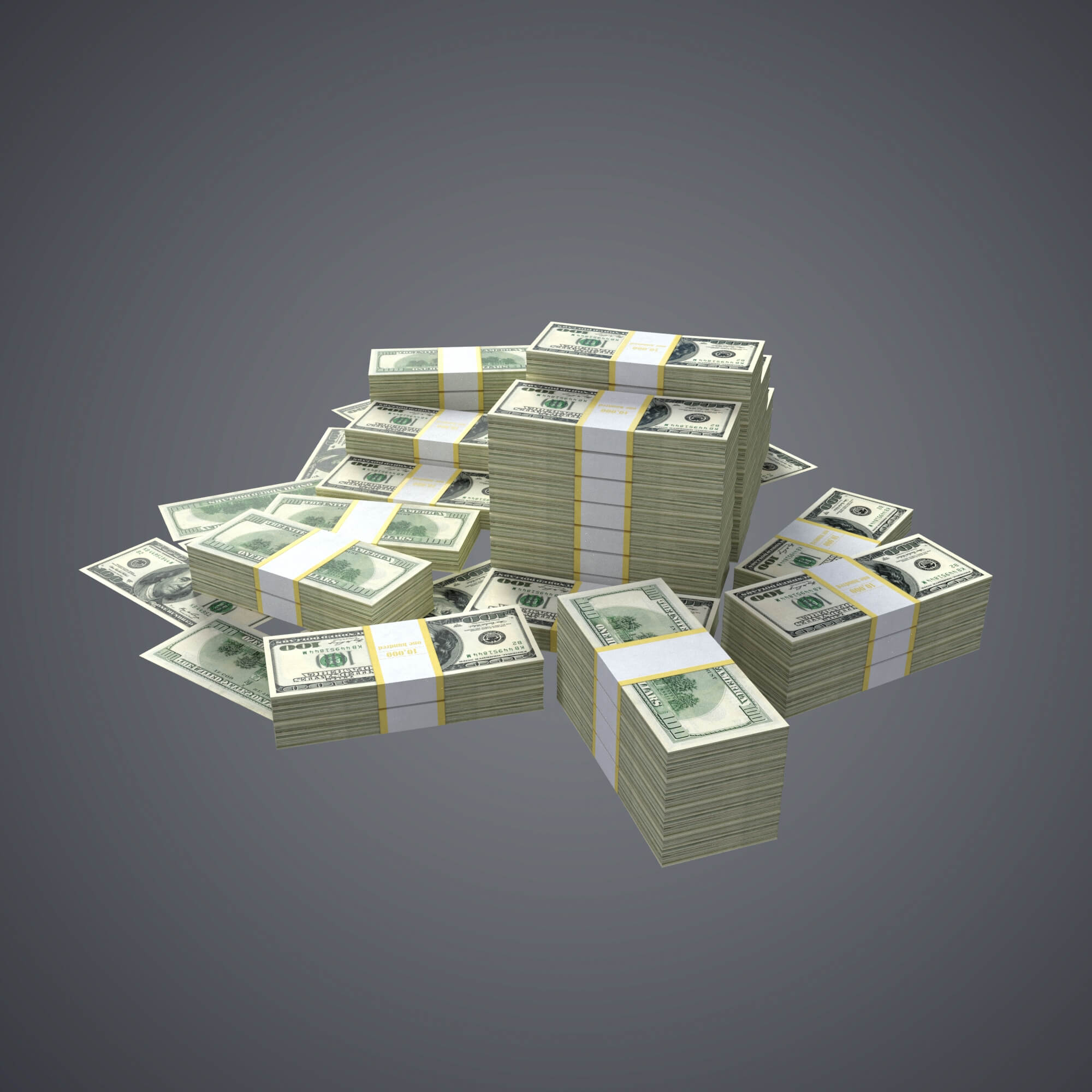 100 Dollar Bill Packs - 3D Model by Madson Studio